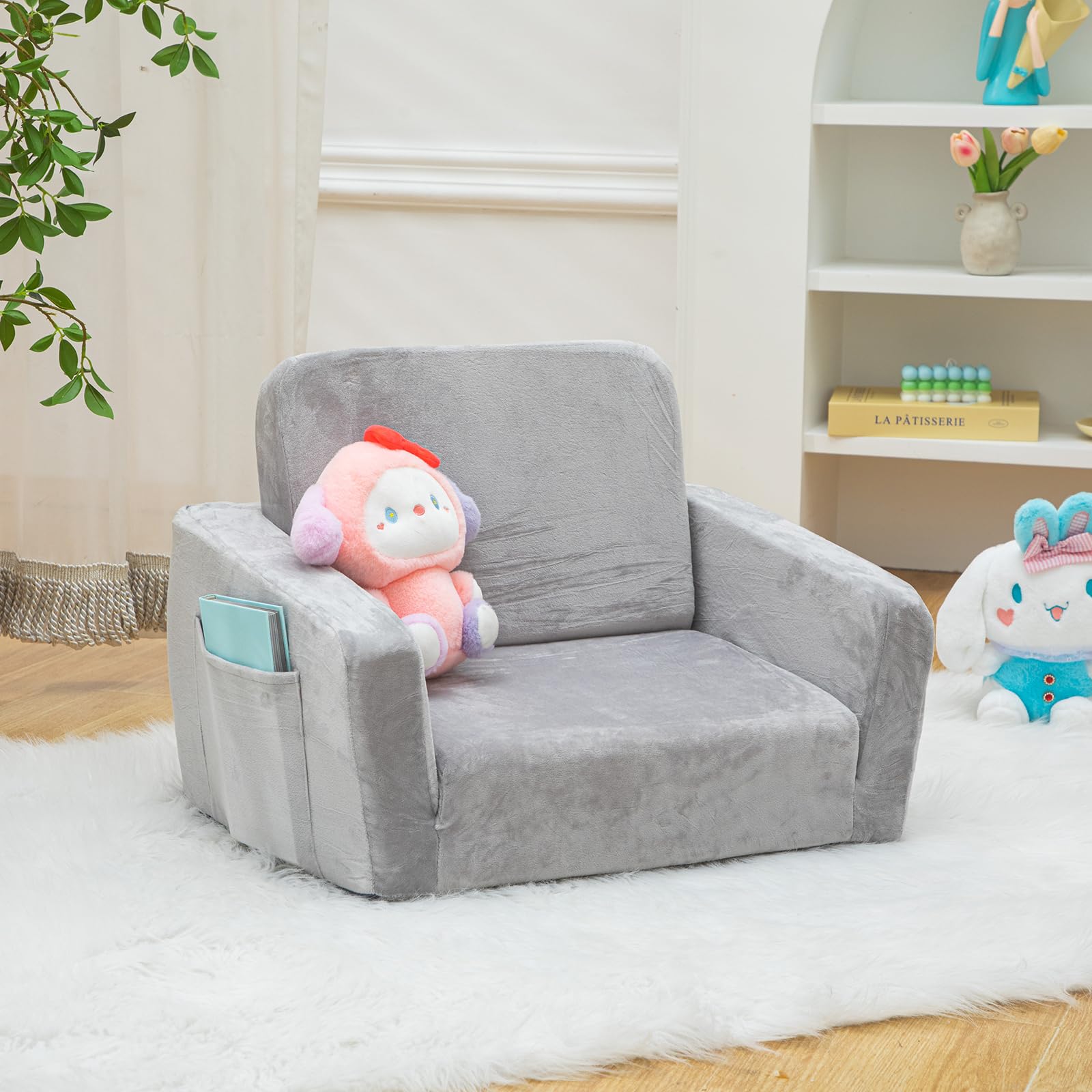 Baby Toddler Couch Sofa Chair Kids Foldable 2-in-1 Toddler Fold Out ...