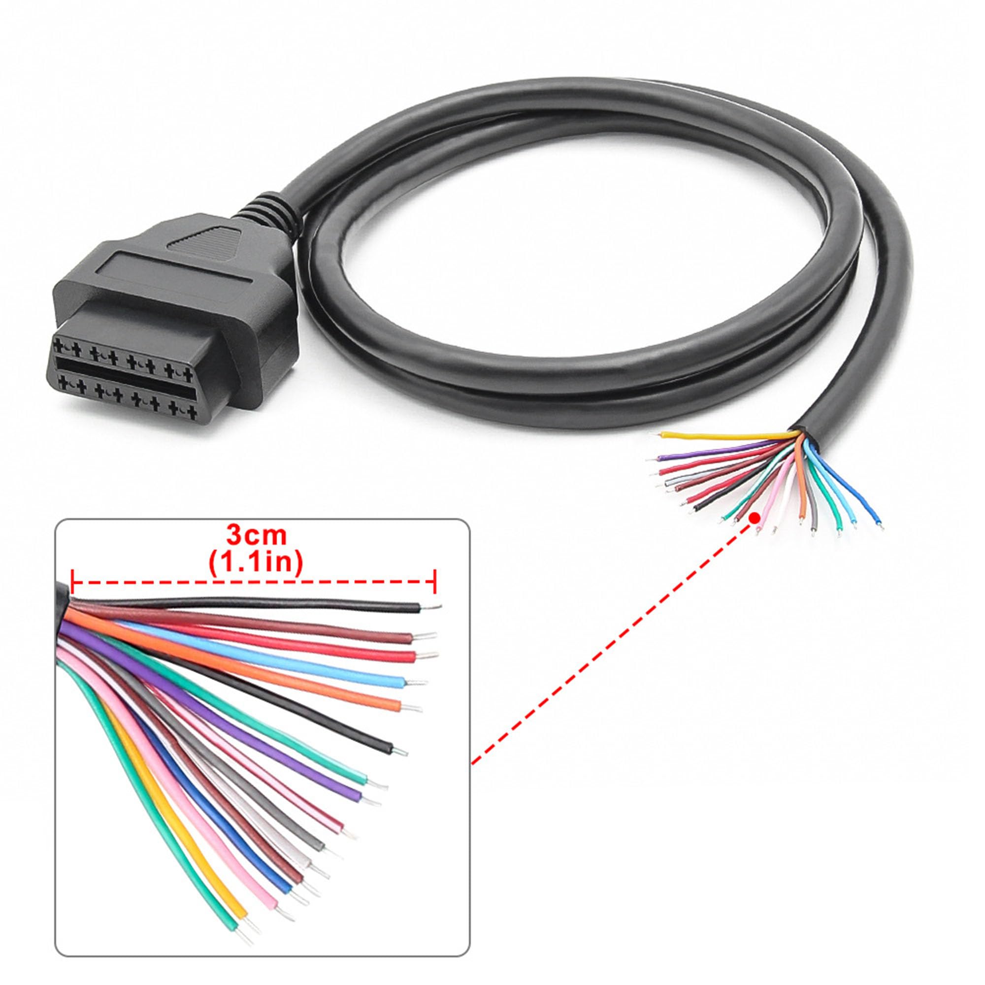 Mua OBD-II 16 Pin Two End Open Plug Wire Cable OBD2 Female 16 Pin ...