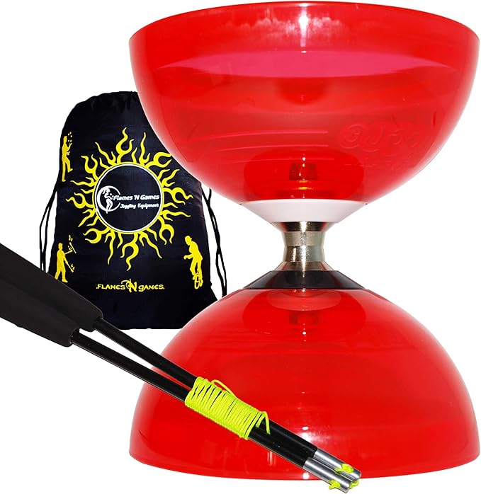 Flames 'N Games HURRICANE (Red) Large Triple Bearing Diabolo Set with ...