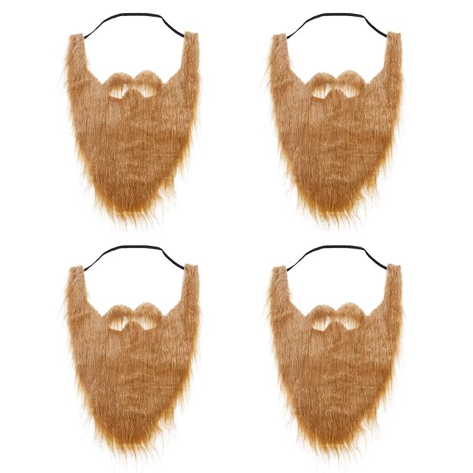 qiaoniuniu Fake Beard for Kids, Brown Full Beard and Mustache Costume ...