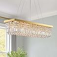7PM Rectangle K9 Crystal Chandelier Modern Gold Crystal Chandelier Rectangular Pendant Lighting ...
