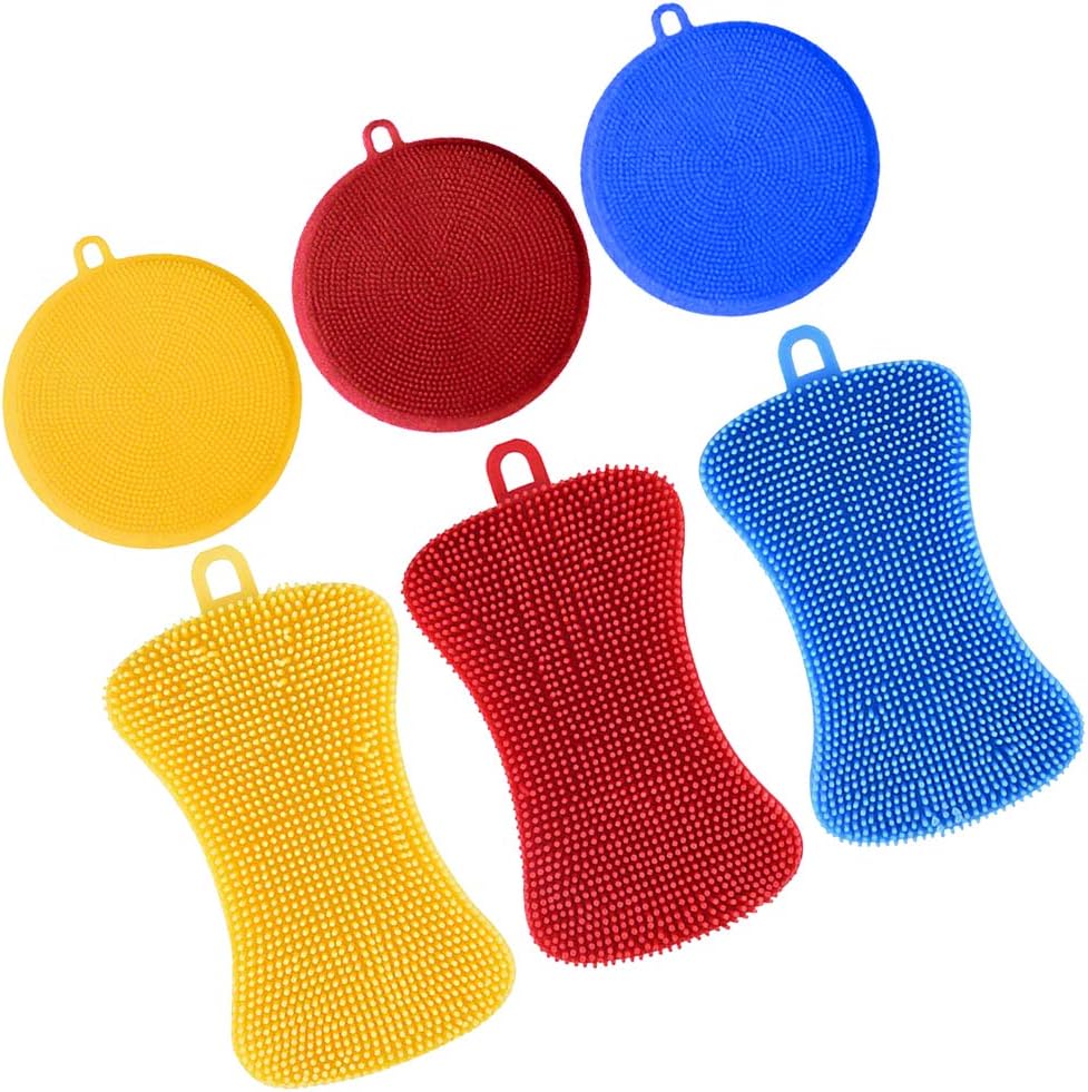 Silicone Sponge,Bunahome Dish Silicone Sponge Round Antibacterial ...