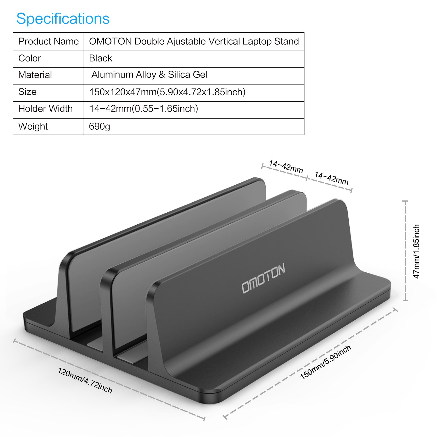 [Updated Dock Version] Vertical Laptop Stand, OMOTON Double Desktop ...