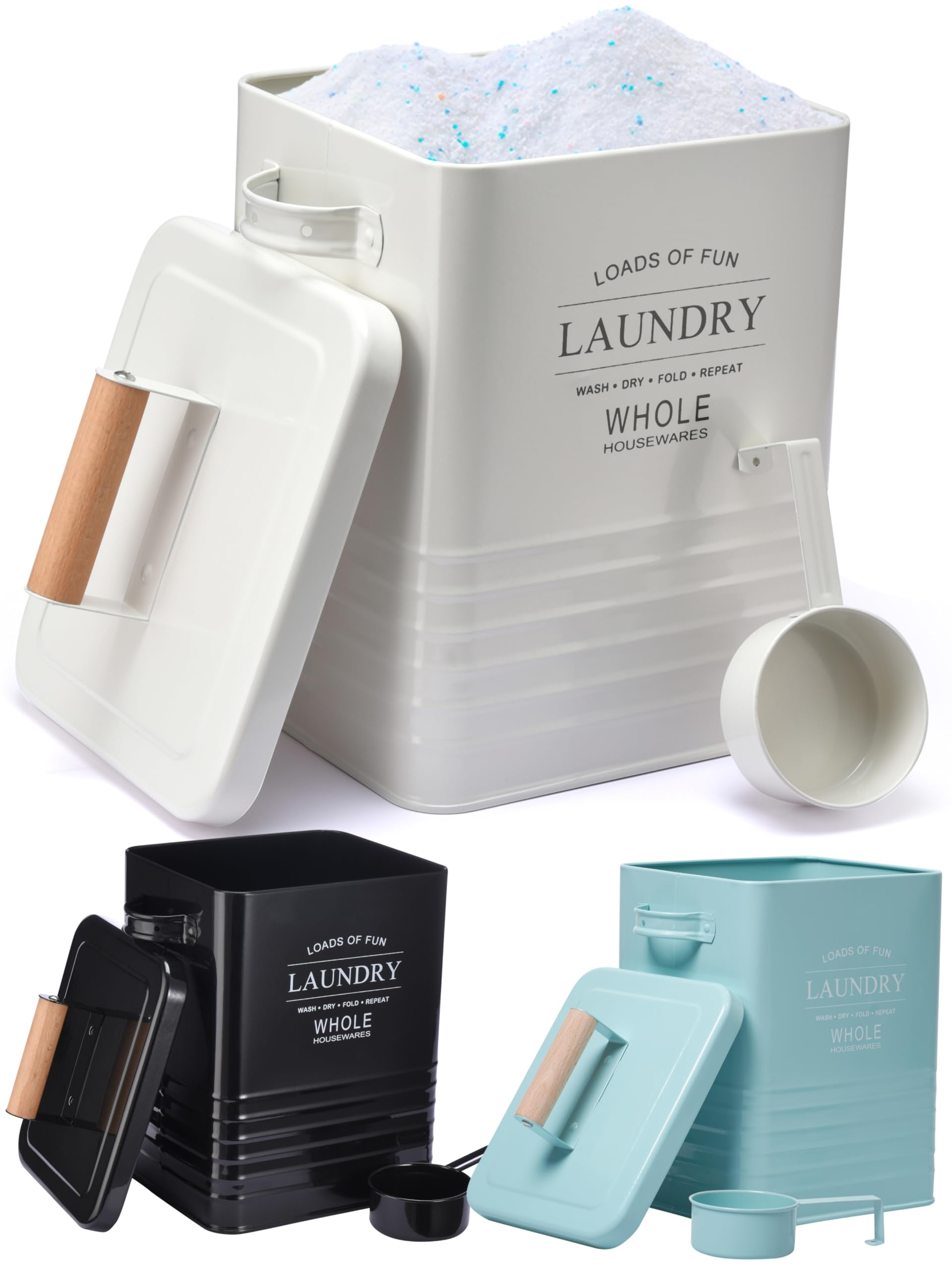 Whole Housewares Laundry Detergent Container - Tin Farmhouse Metal ...