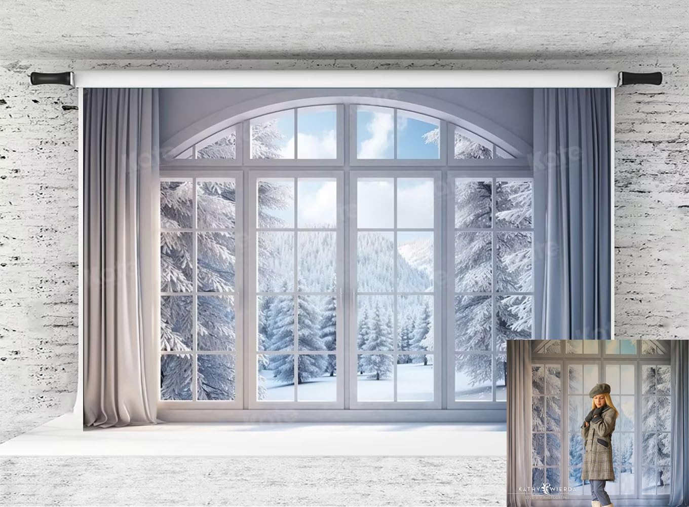 Winter Nature Backdrop Kate Window Christmas Photo Background Snowy ...