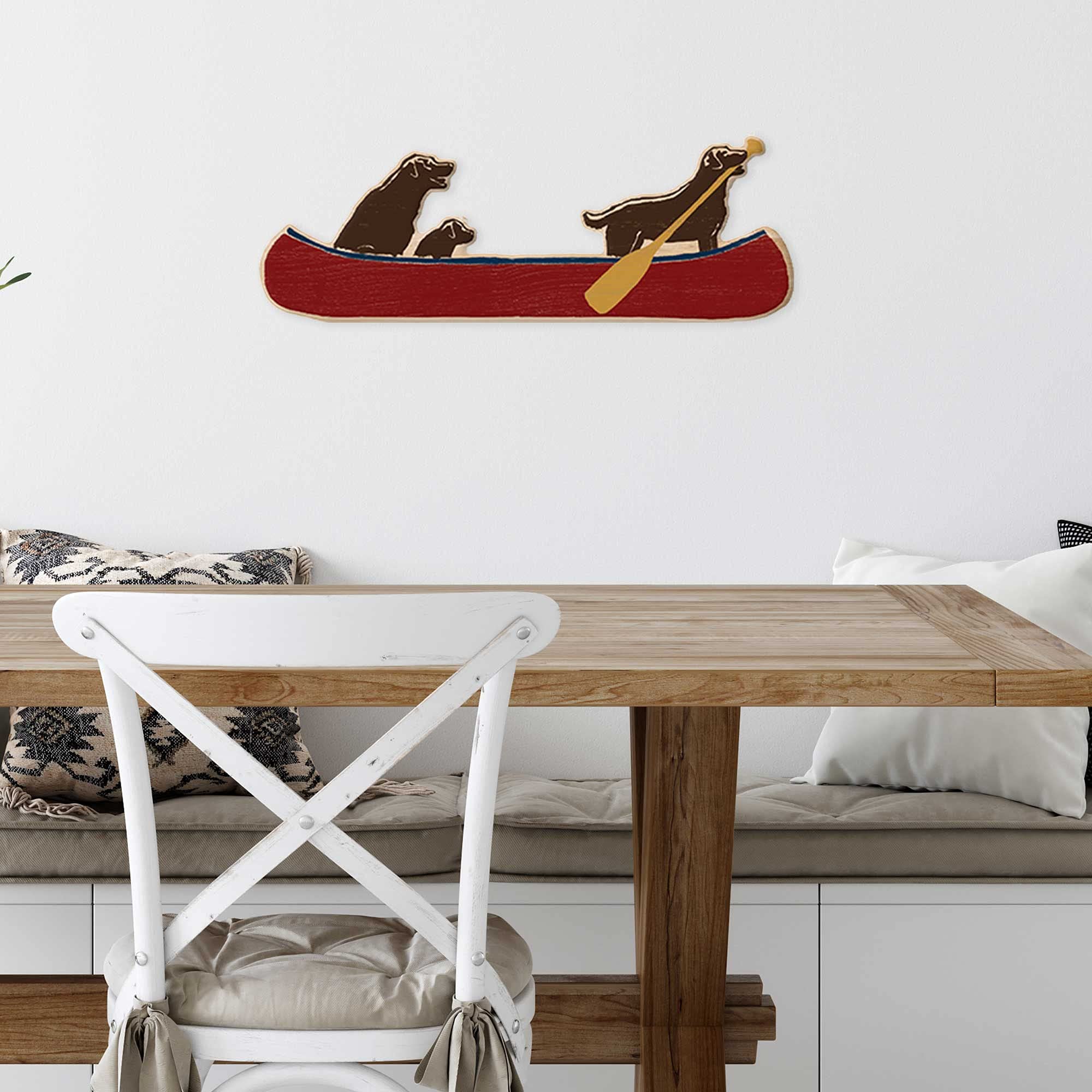 Mua Dogs in Canoe Wood Wall Decor - Large Canoe Lake Wall Art for Lake ...