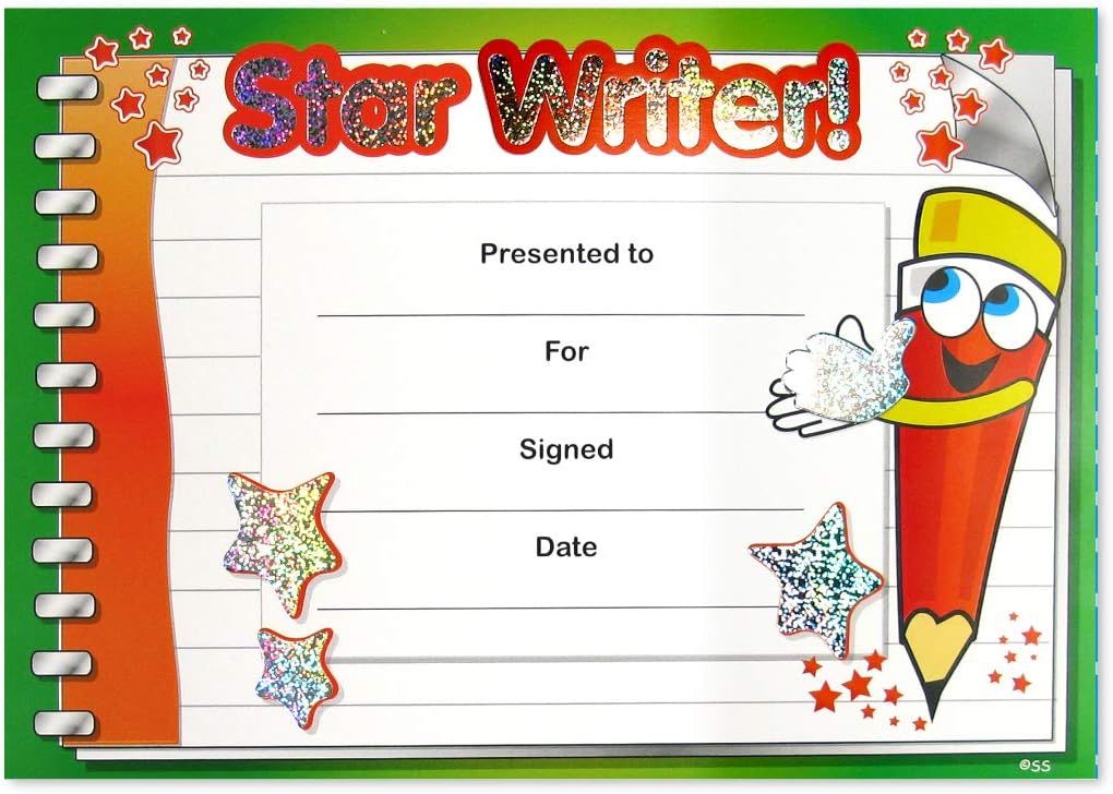 SuperStickers Star Writer Award Sparkling Certificate: Amazon.co.uk ...