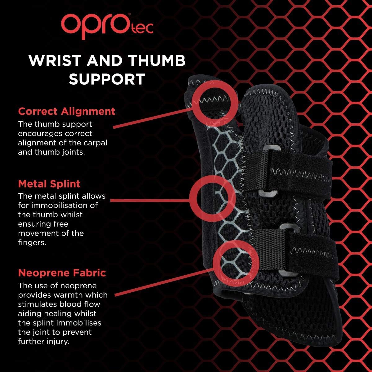 OPROtec Wrist and Thumb Support – Adjustable Neoprene Brace with Thumb ...