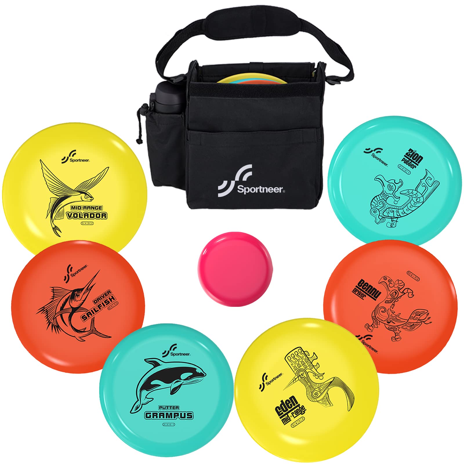 Sportneer Disc Golf Set - Disc Golf Starter Set 6 Pack with Putter, Mid ...