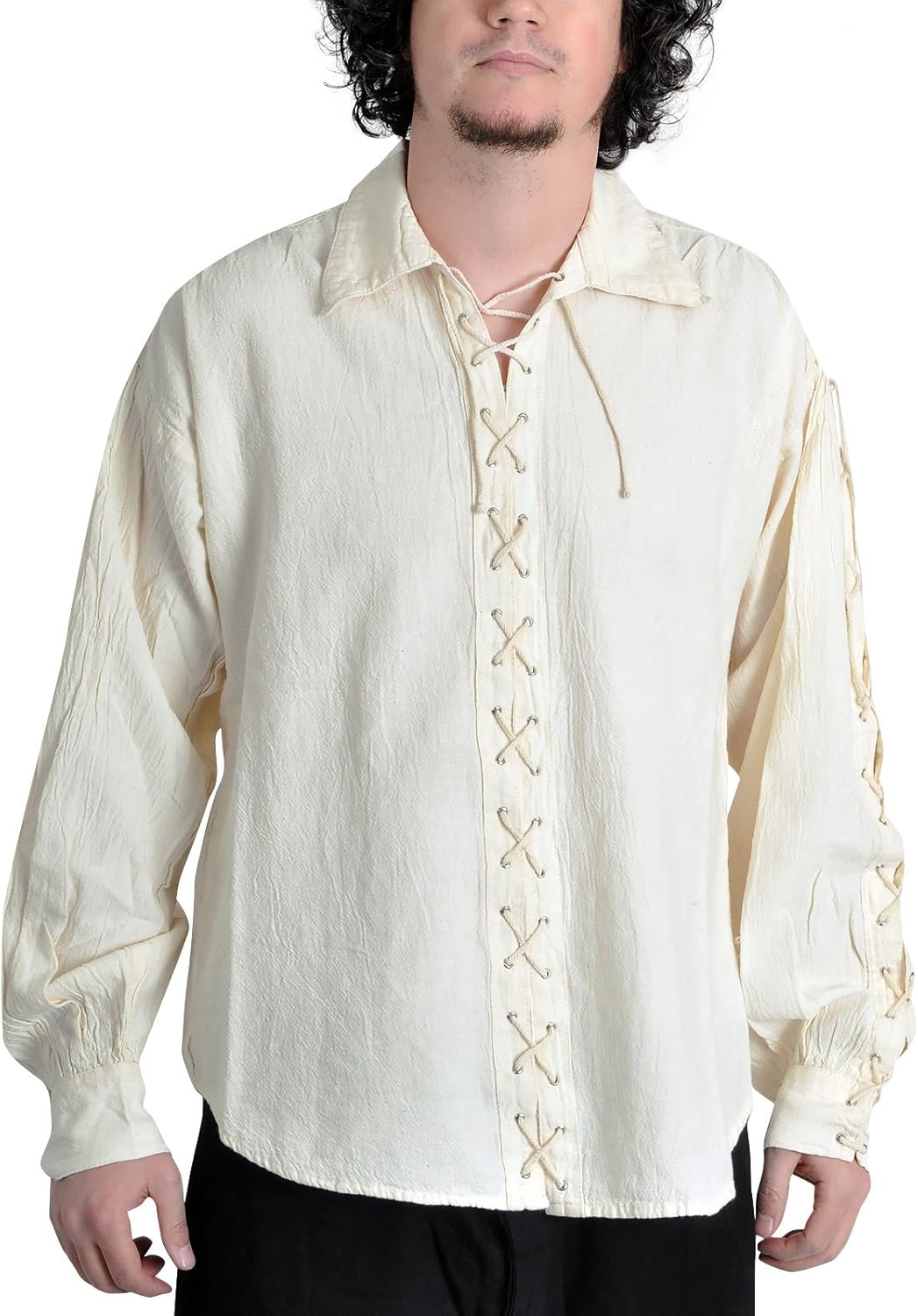 Camicia uomo - Camicia medievale - Camicia con lacci - Bianco - L ...