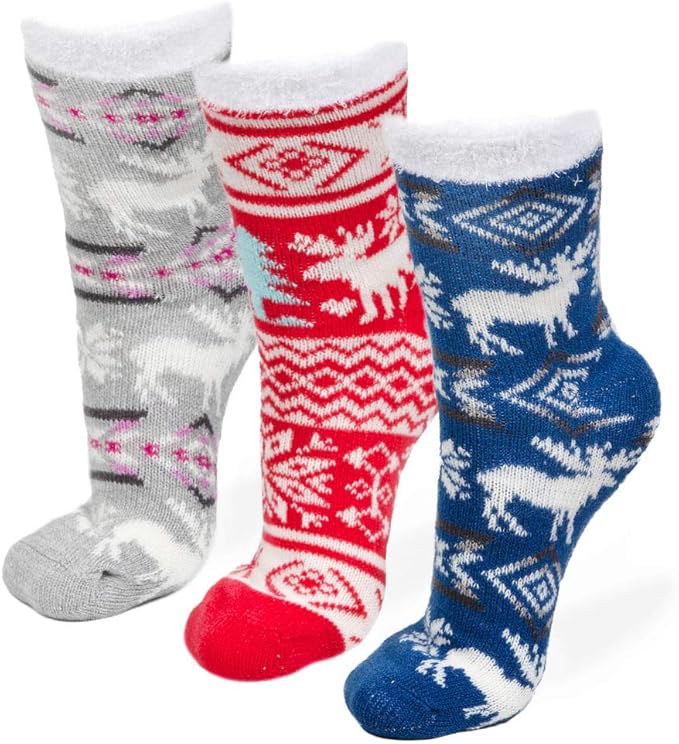 3 Pairs Cozy Cabin Socks for Women - Aloe Infused Fuzzy Fluffy ...