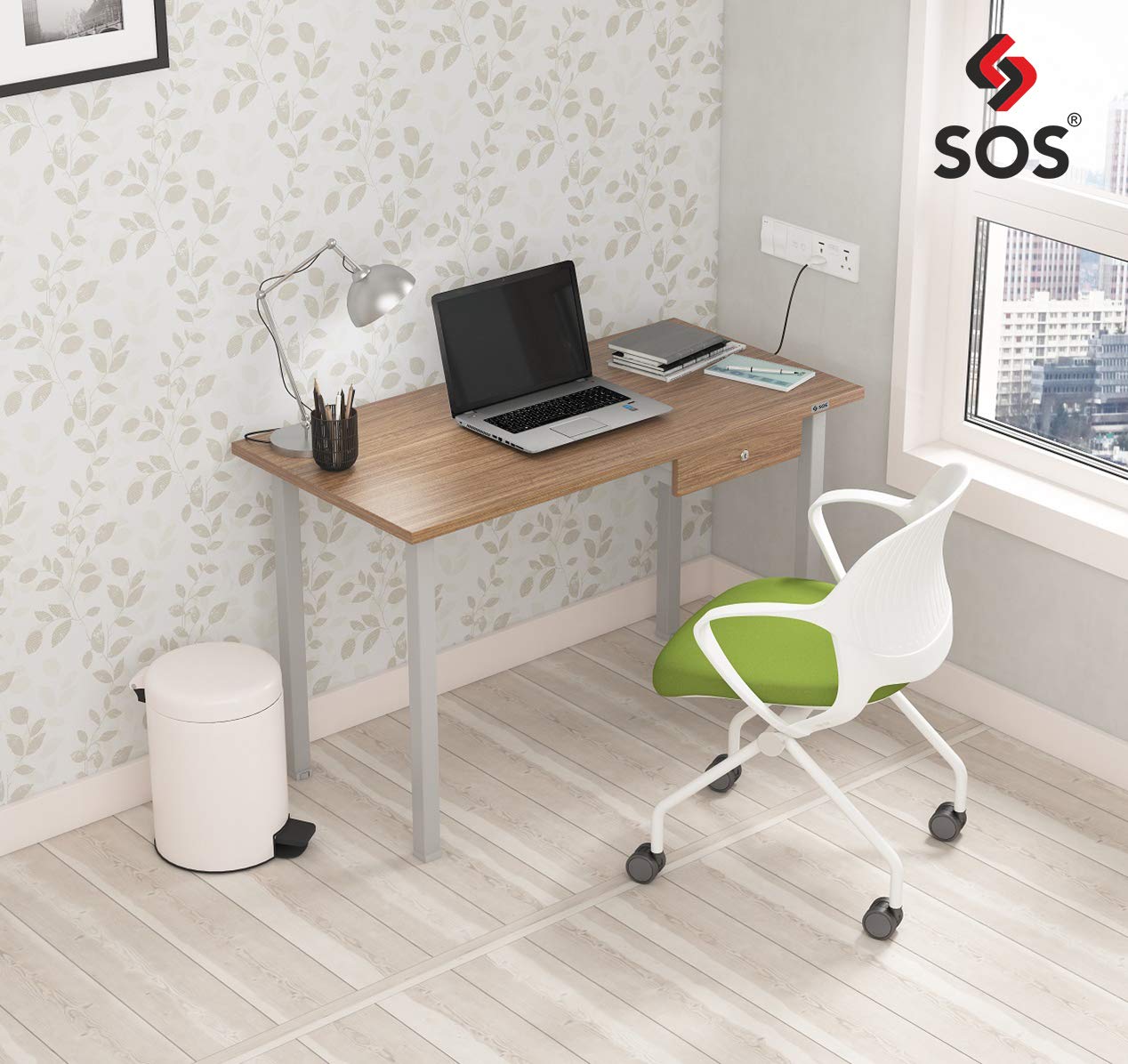 SOS Spacewood LiteOffice Eco Desk with Drawer Home and Office Table ...