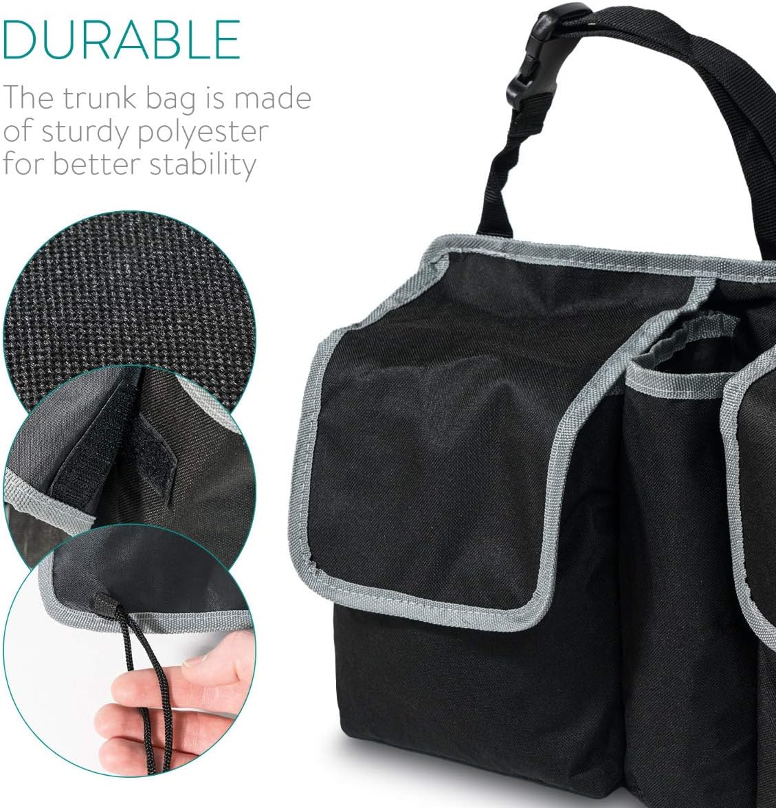 Navaris Car Boot Organiser – Hanging Back Seat Storage with 4 ...