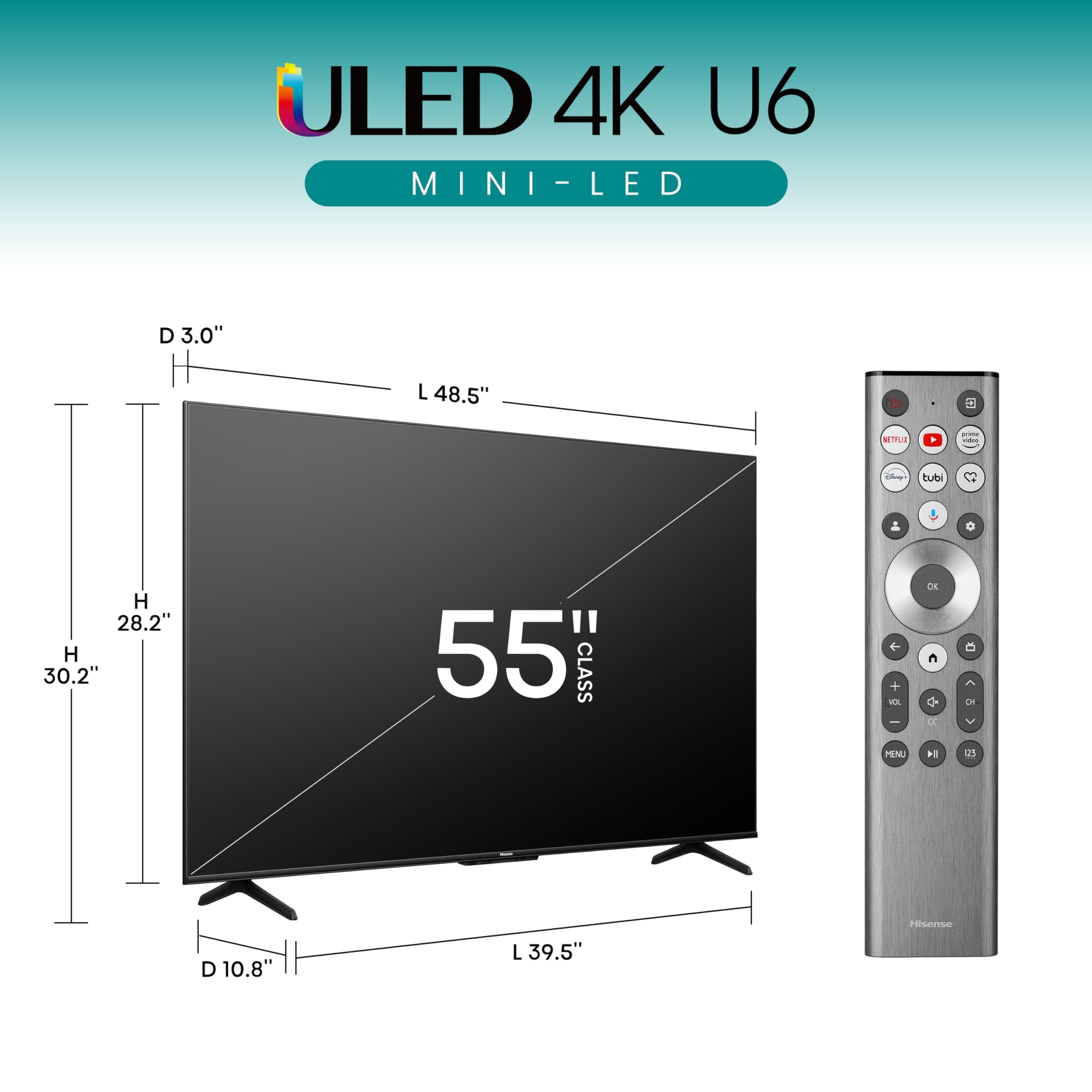 Mua Hisense 55-Inch Class U6 Series Mini-LED ULED 4K UHD Google Smart ...
