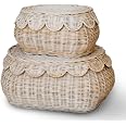 Amazon.com: BEBE BASK Hand Woven Rattan Basket Set - 15x10x6 Inch ...