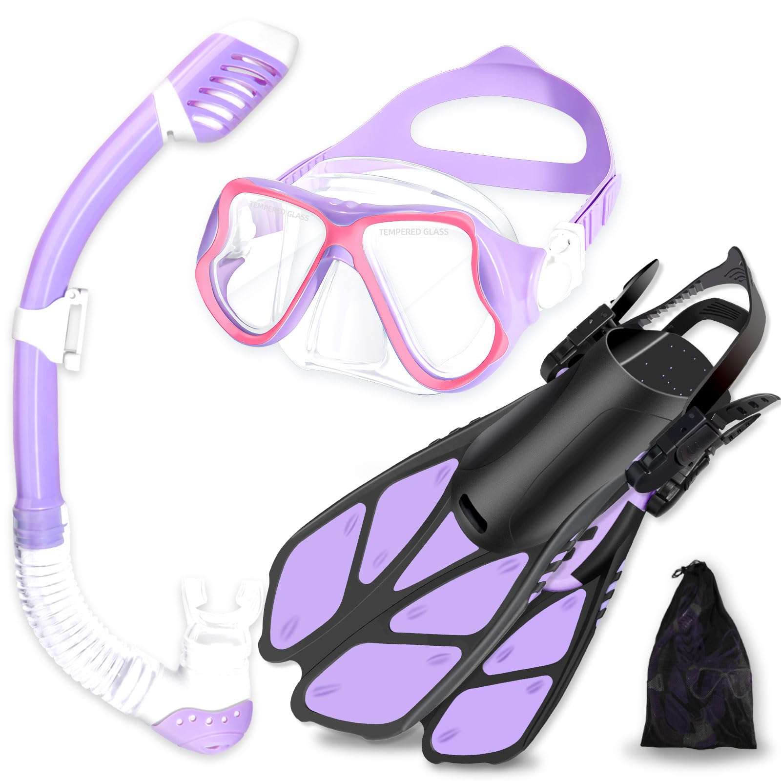 Freela Kids Snorkel Set with Fins, Snorkeling Gear for Kids 5-14 with ...