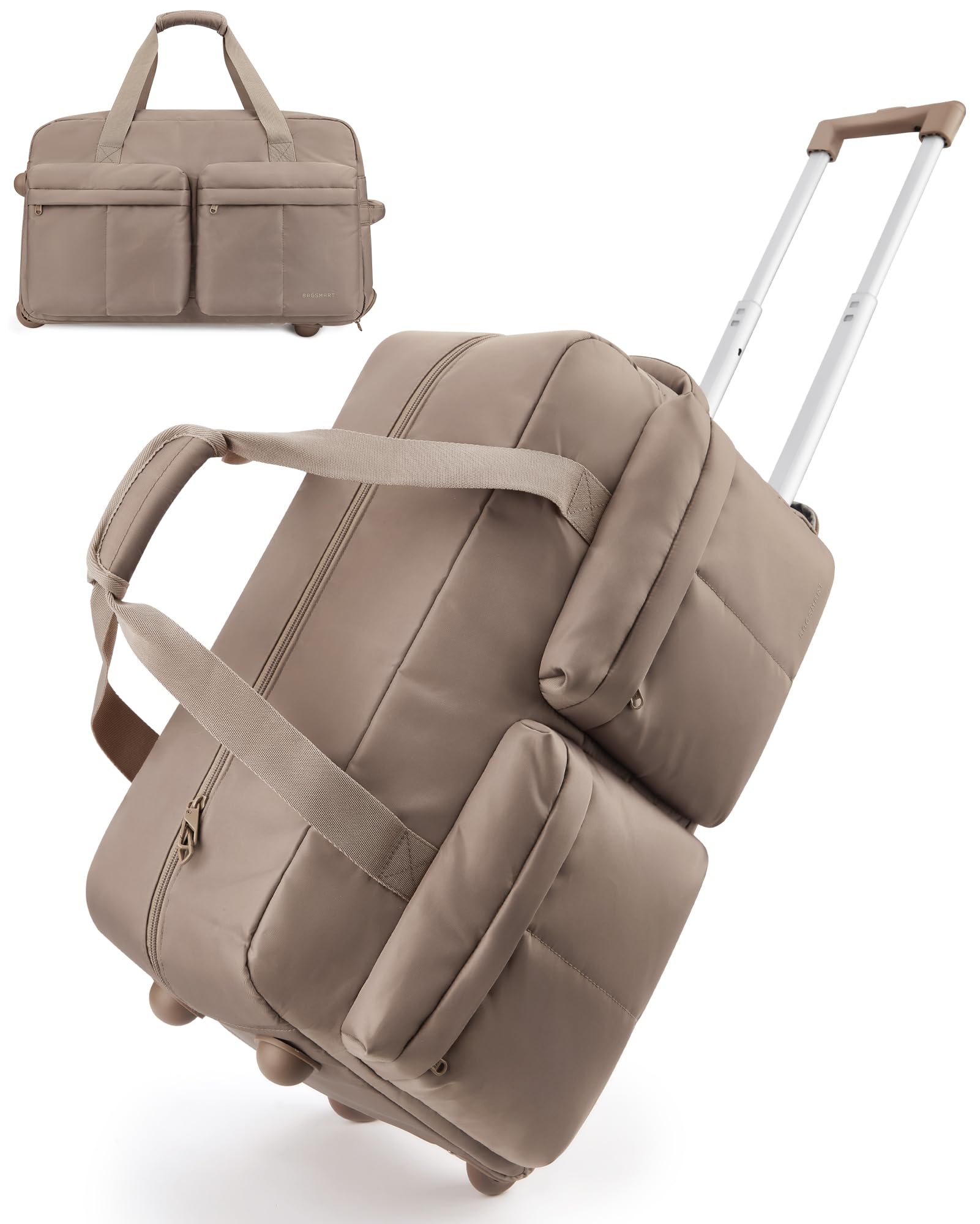 BAGSMART Rolling Duffle Bag with Wheels, Carry On Bag Duffel Bag for ...