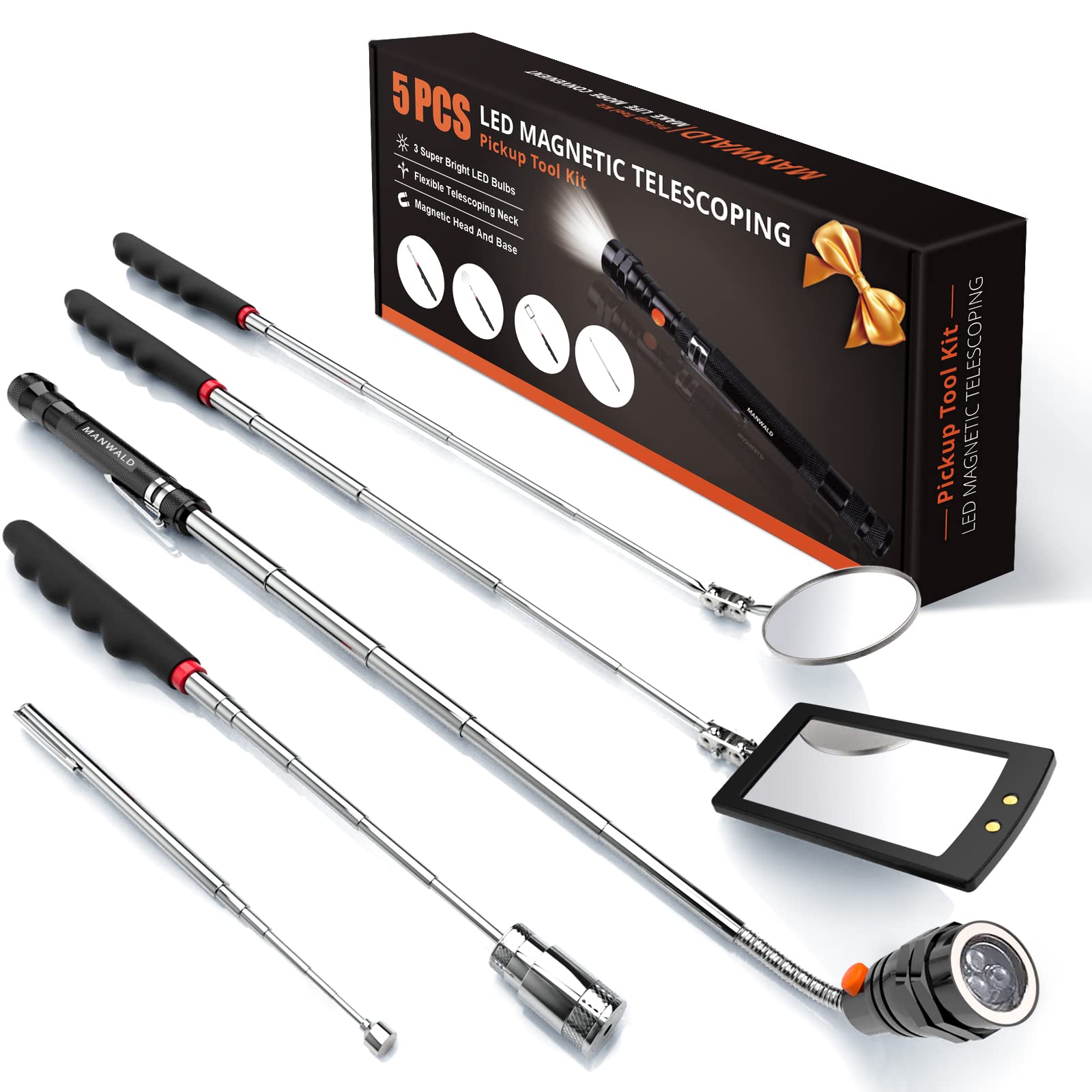 Telescoping Magnetic Pickup Tool Set with 1 & 15 lb Pick Up Sticks ...