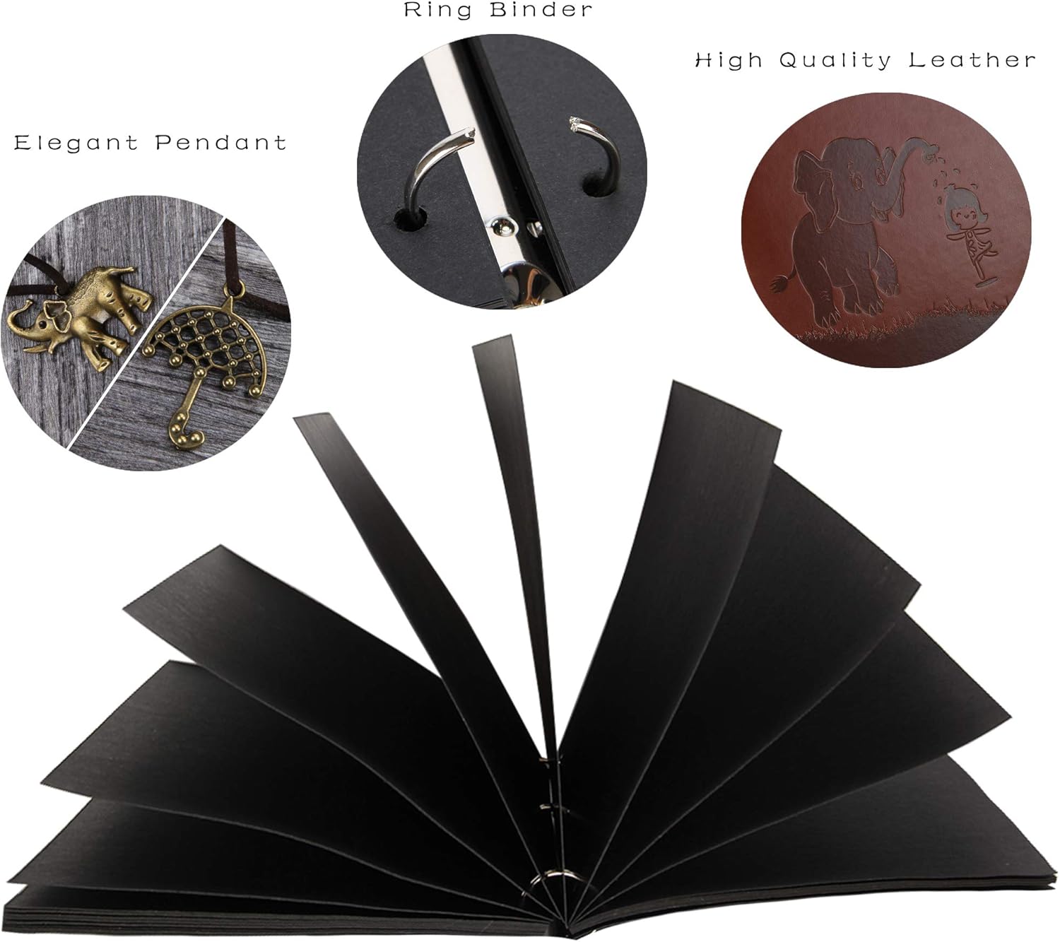 RECUTMS Baby Photo Album Scrapbook Vintage Leather Cover 60 Pages ...