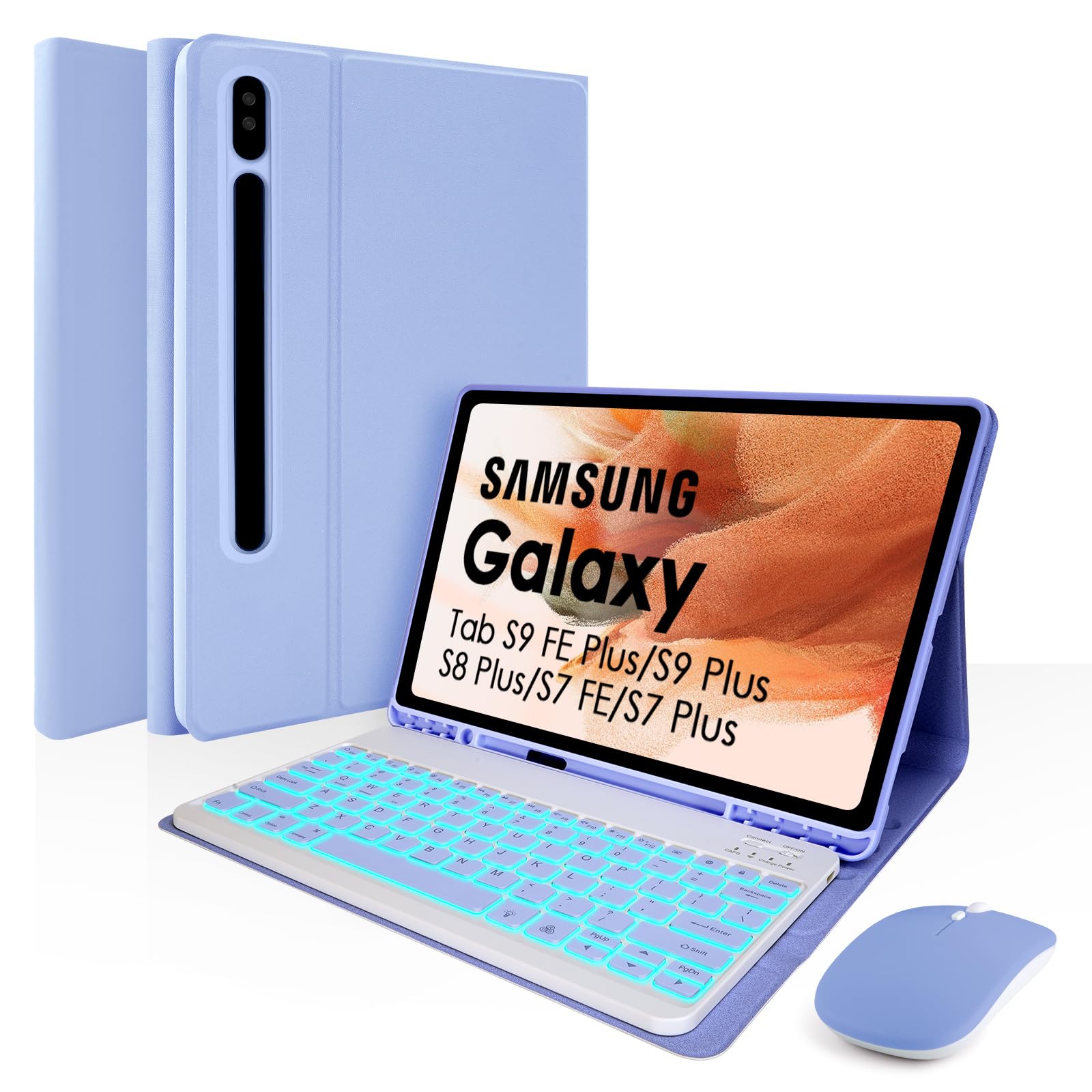 LAMA Backlit Keyboard Case with Mouse Set for 12.4 inch Samsung Galaxy ...