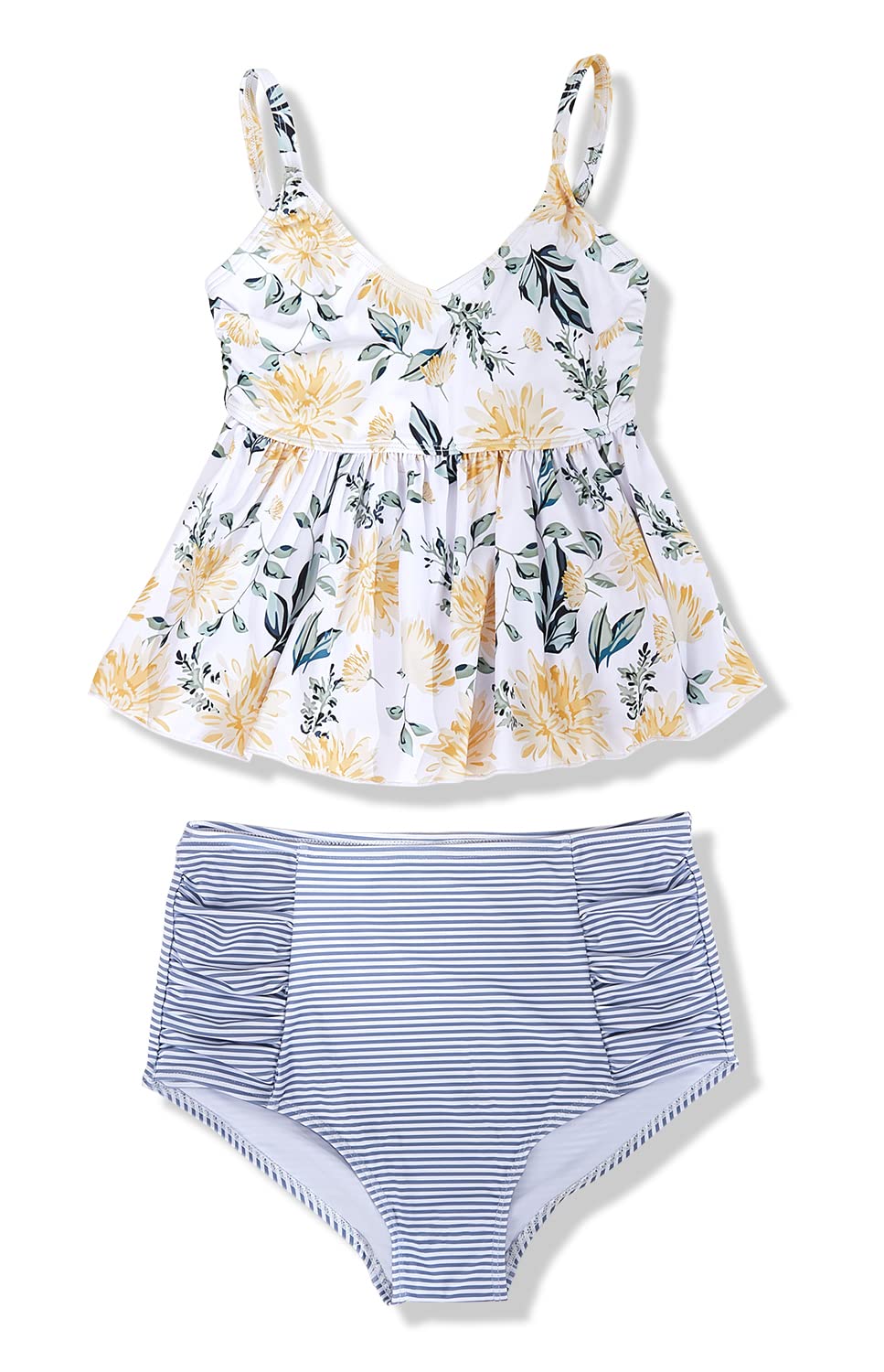 Tutorutor Kid Girls, little kid High Waisted Cute 2 Piece Peplum Halter ...
