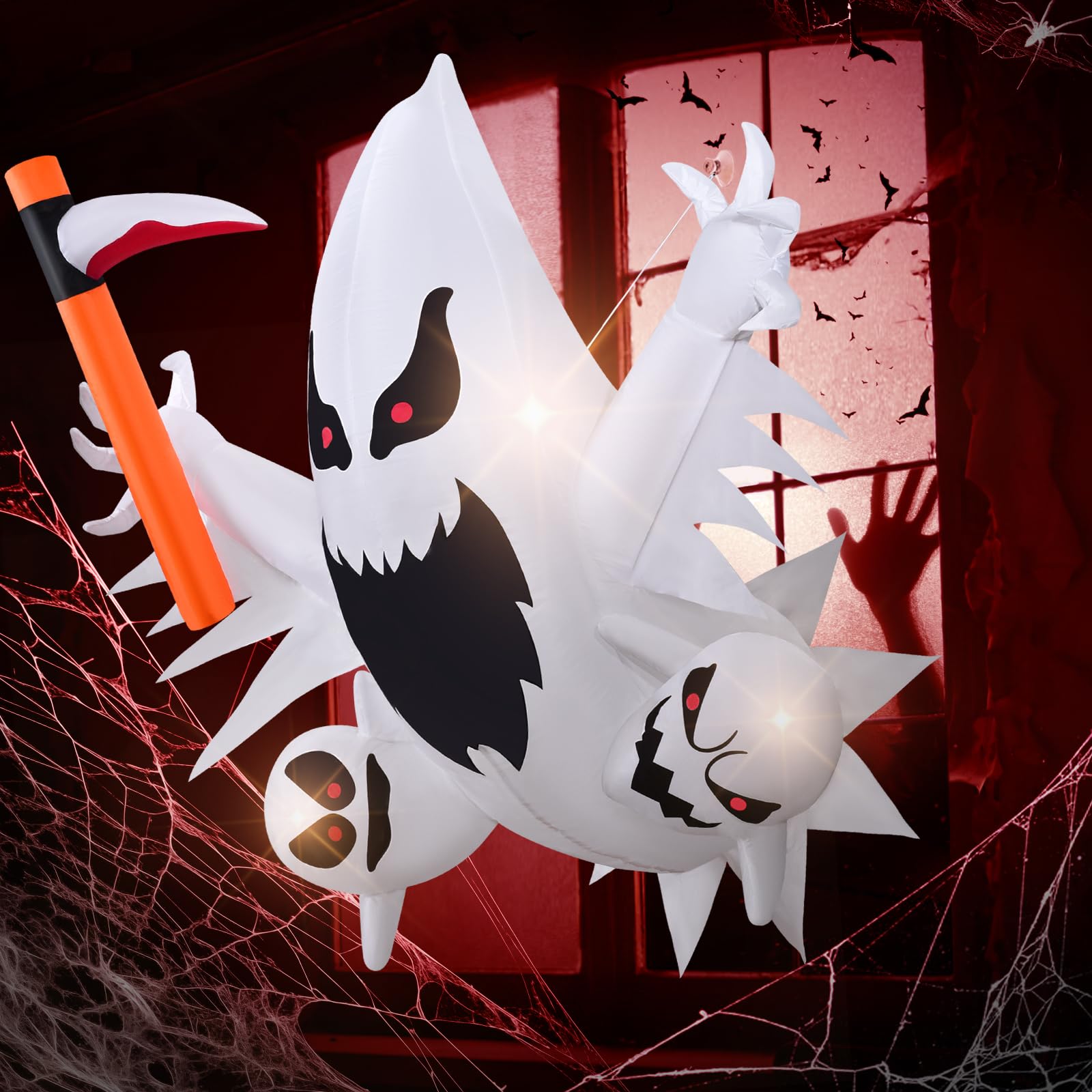 Satisure 4FT Halloween Inflatable Scary Flying Ghost Broke Out from ...