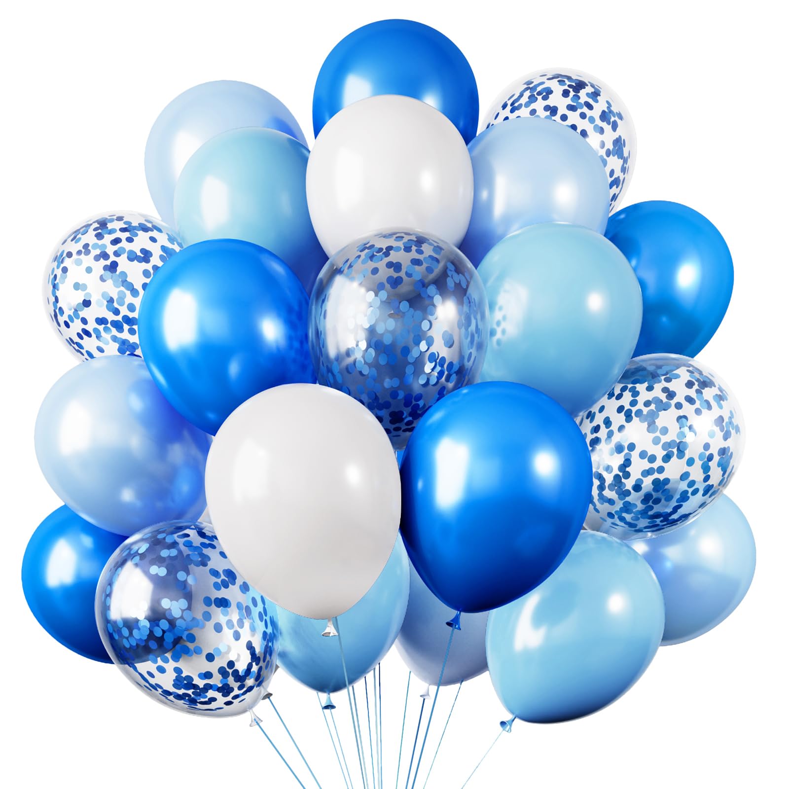 RUBFAC 80Pcs 12 Inches Royal Blue Confetti Balloons Kit, Light Blue ...