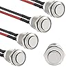 STARELO 5pcs 12mm Momentary Push Button Switch Silver Shell with pre ...