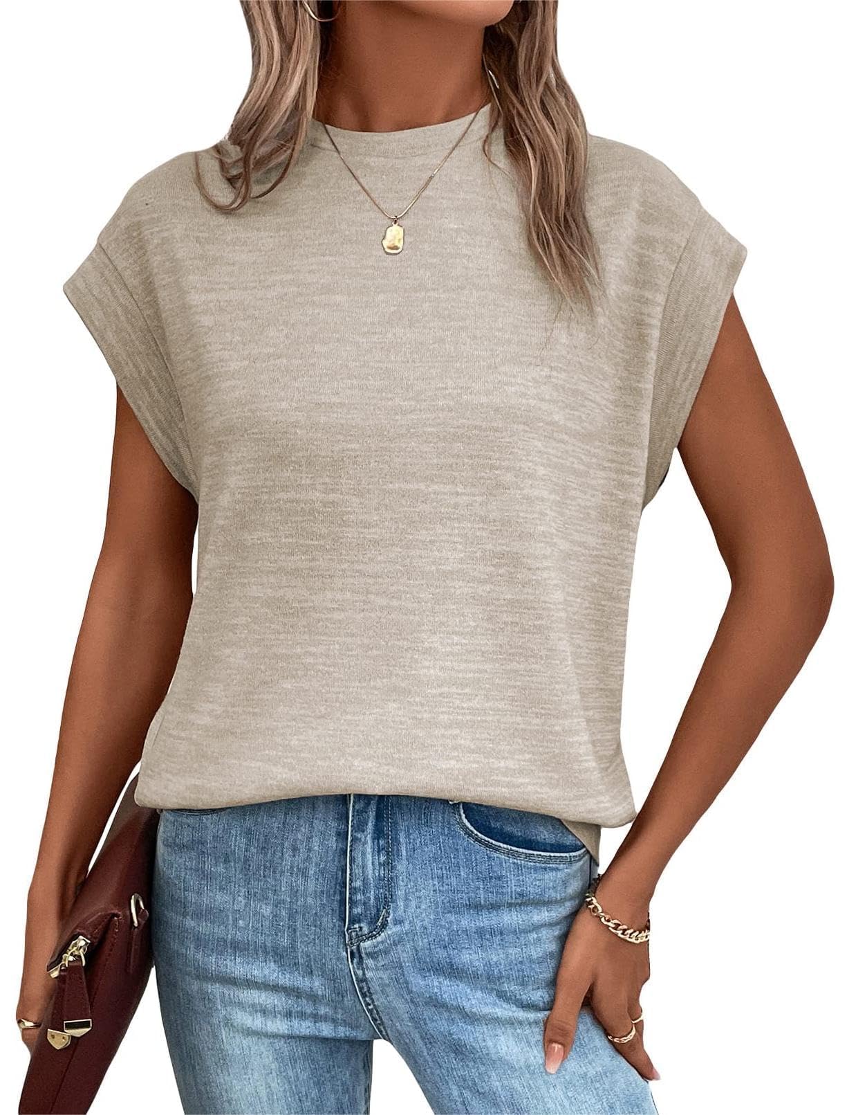 Remidoo Womens Casual Batwing Cap Sleeve T Shirt Crew Neck Basic Tee ...