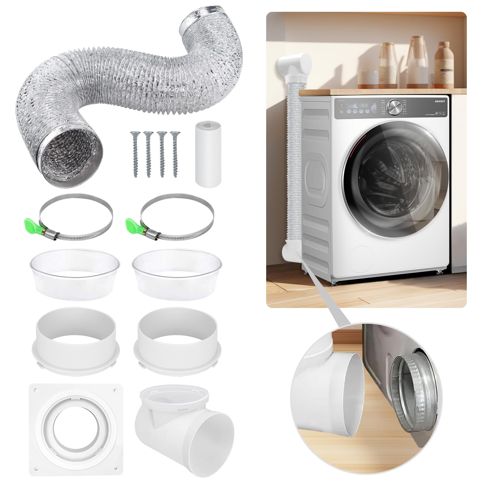 90 Degree Dryer Vent Connector Kit, Dryer Vent Elbow, Space Saving Dryer Vent, Dryer Vent Wall ...