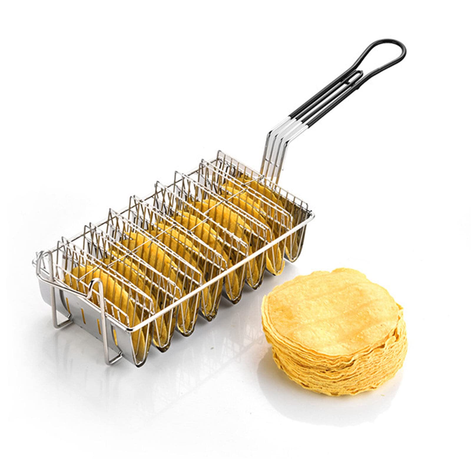FAMKIT Taco Fryer Basket 8 Shells, Detachable Handle Taco Shell Fry ...