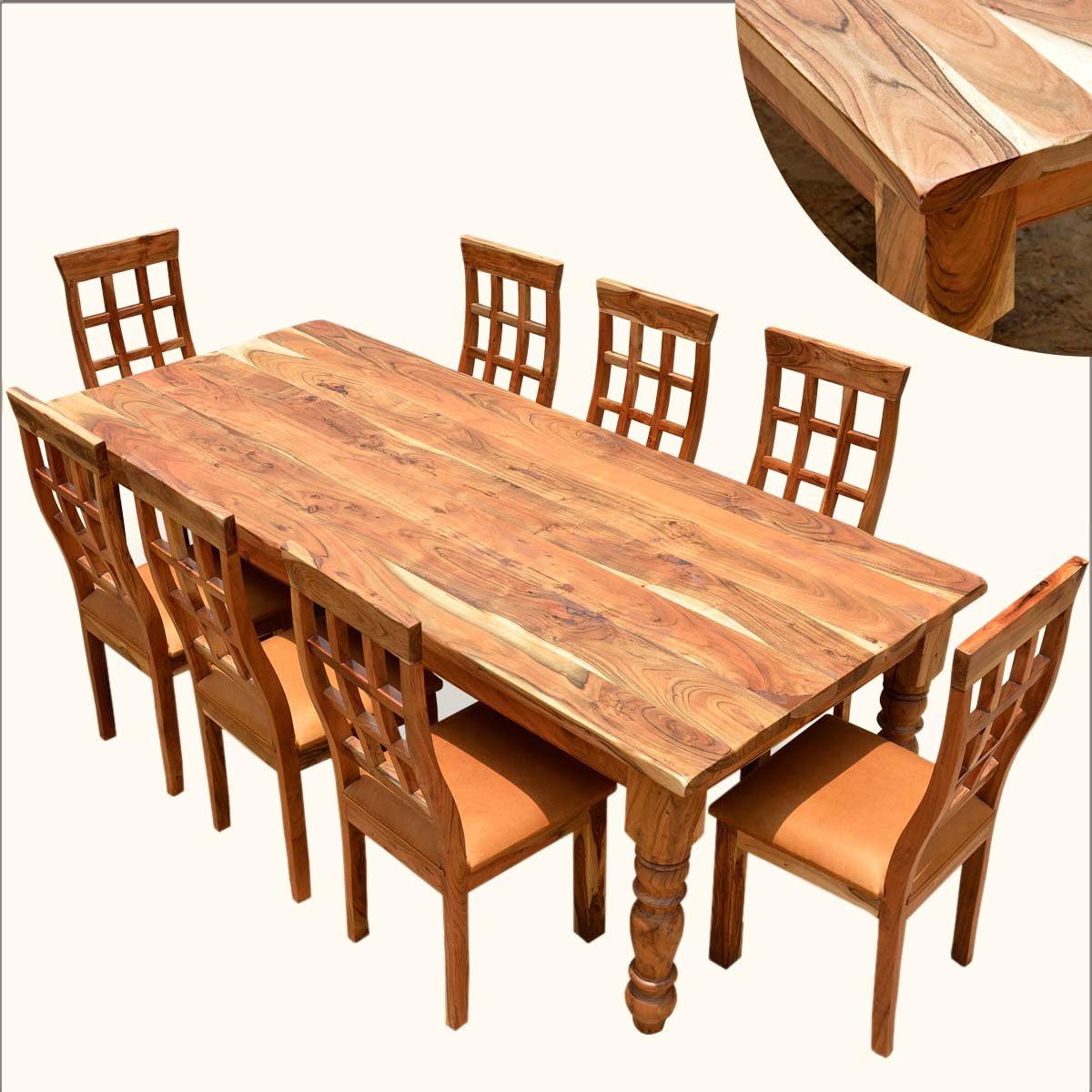 Amazon Rustic Furniture Farmhouse 9 PC Dining Table Waffle Back