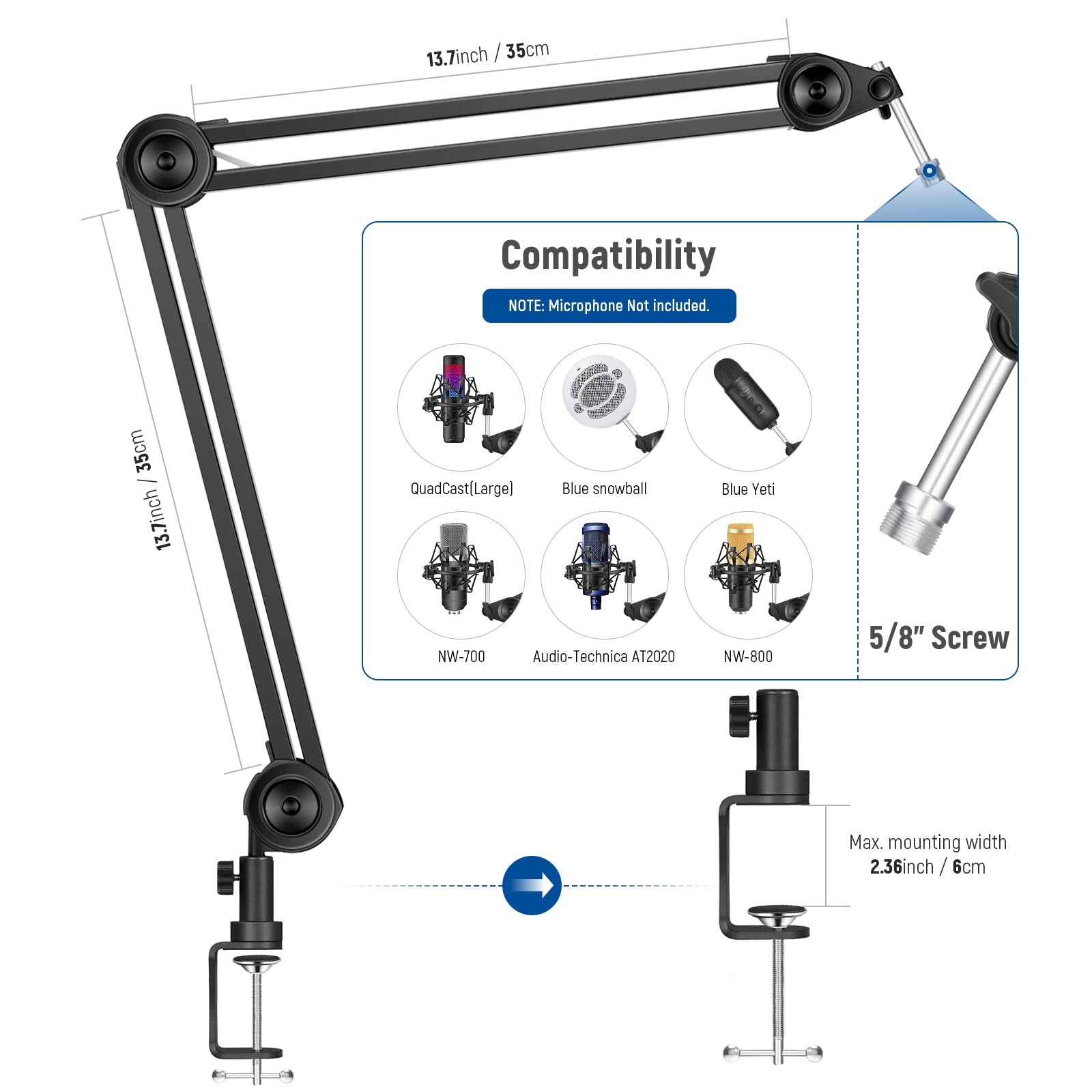Mua Neewer Microphone Arm Stand, Heavy-Duty Mic Arm Microphone Stand ...