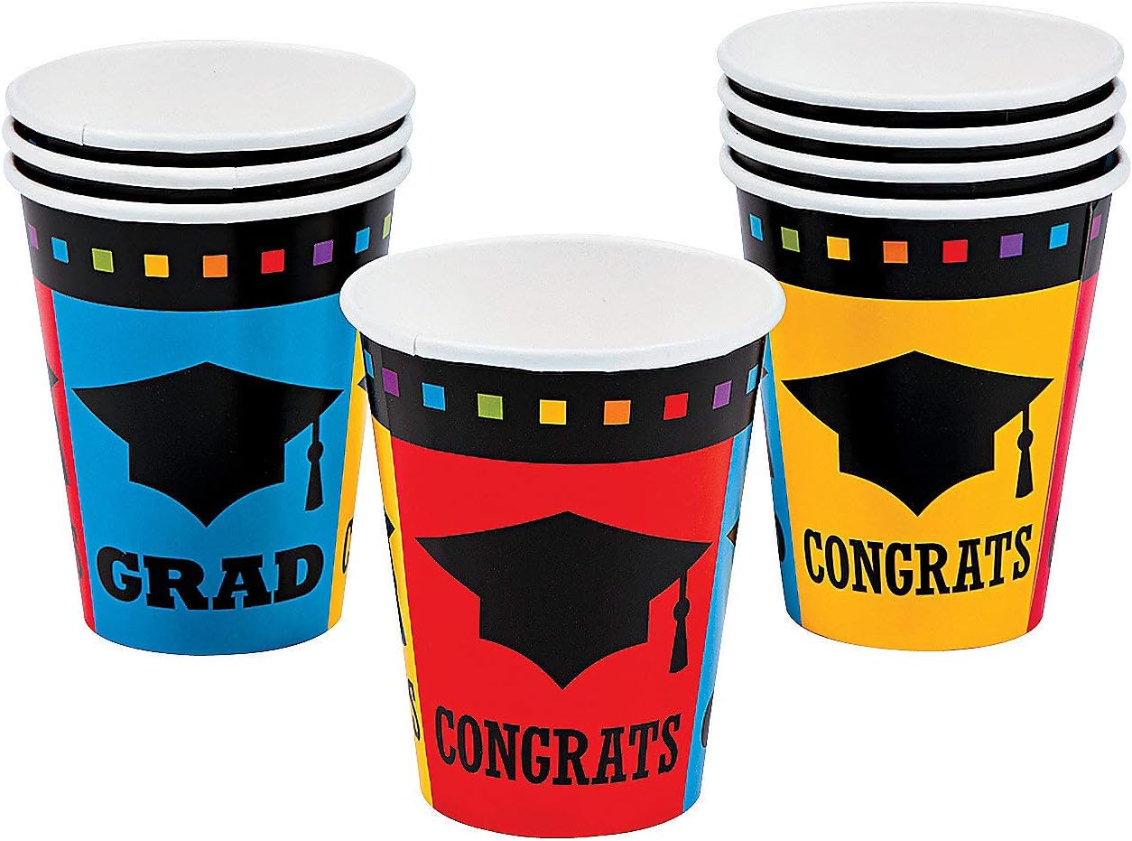Amazon.com: Fun Express - Congrats Grad 9oz Cups for Graduation - Party ...