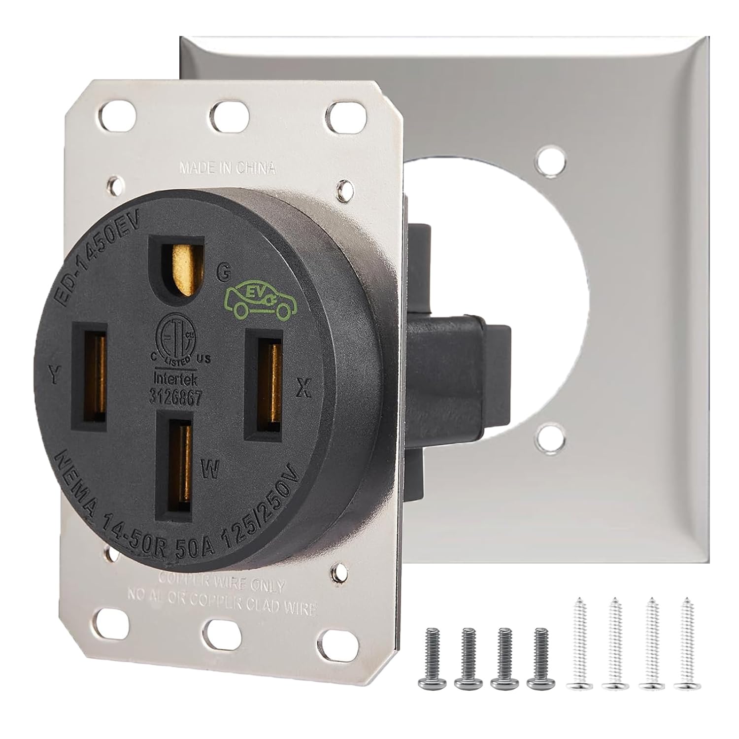 Suplevel NEMA 14-50 EV Outlet, Heavy Duty 50 Amp EV Charging Receptacle ...