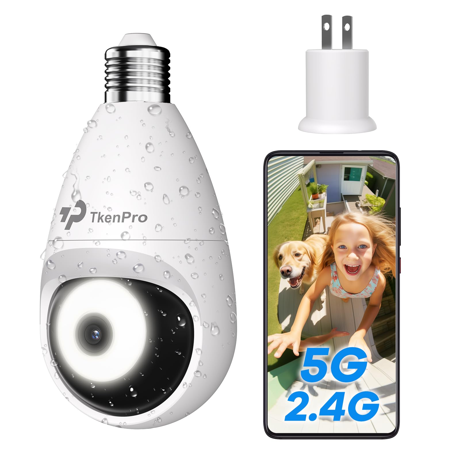 Mua 2.4GHz&5GHz Light Bulb Security Camera, Dual Band IP65 Waterproof ...