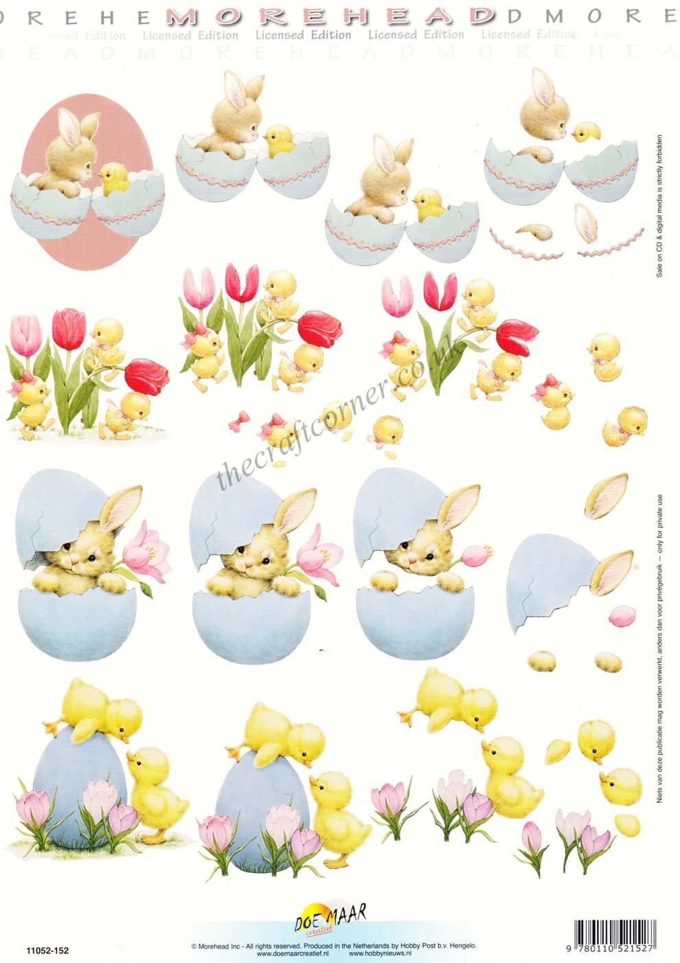 Morehead 3d Decoupage Sheet - Easter Chicks & Bunny Rabbits: Amazon.co ...