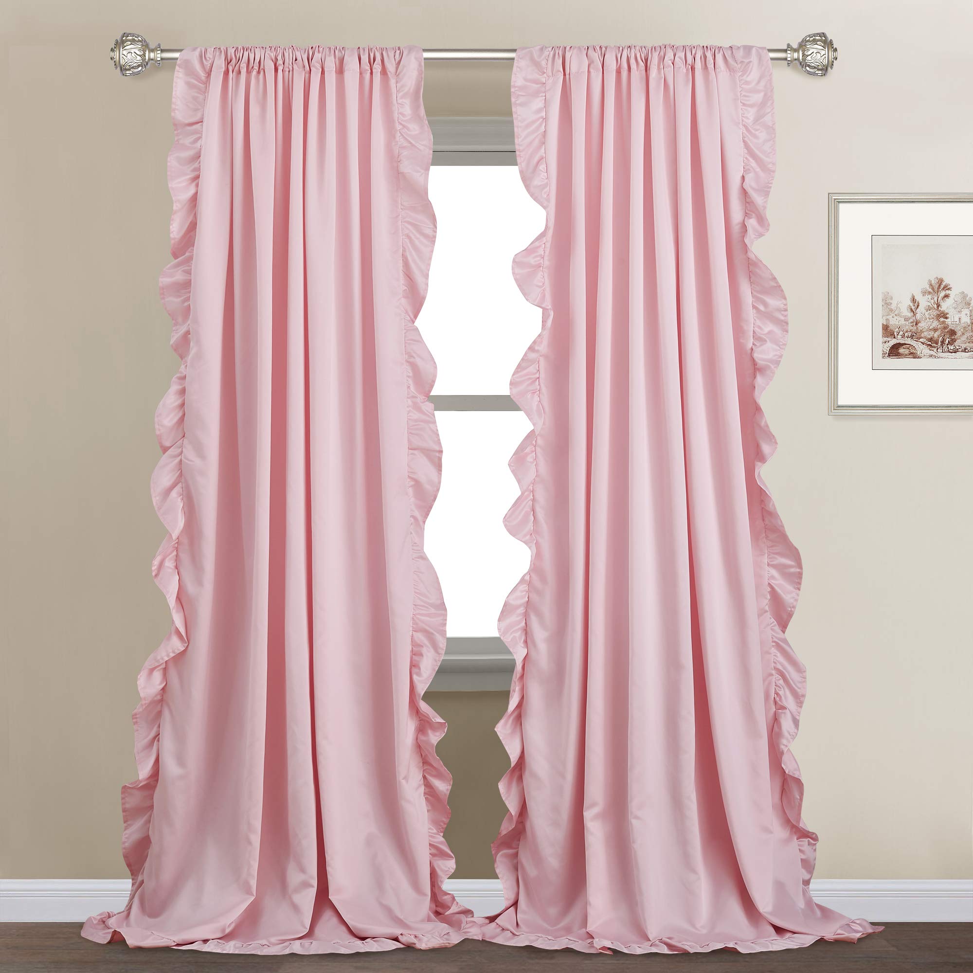 StangH Kids Curtains for Bedroom, French Romantic Style Ruffled Blush ...