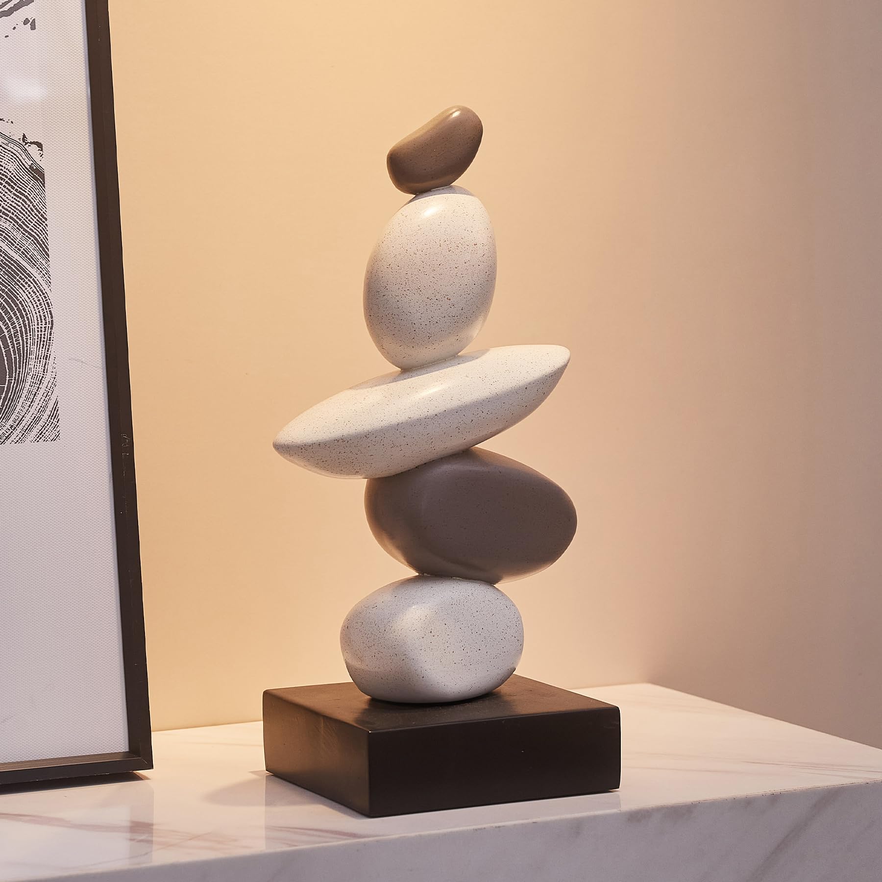 Fake Sandstone Statue Home Decor for Living Room, Modern Resin Stone ...