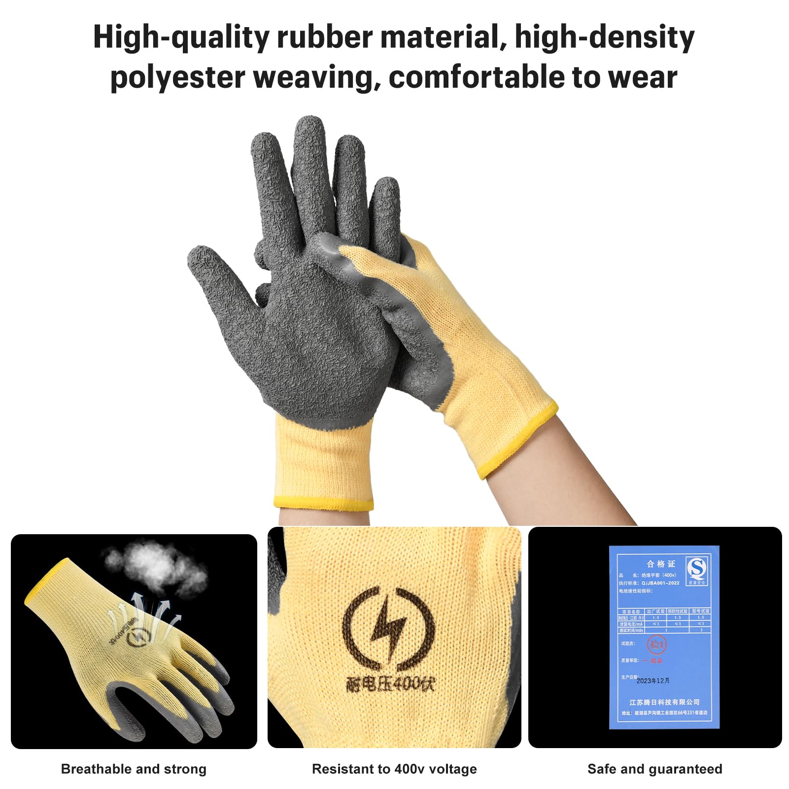 Electrician Insulated Gloves, 400V Voltage Resistance Electrical High ...