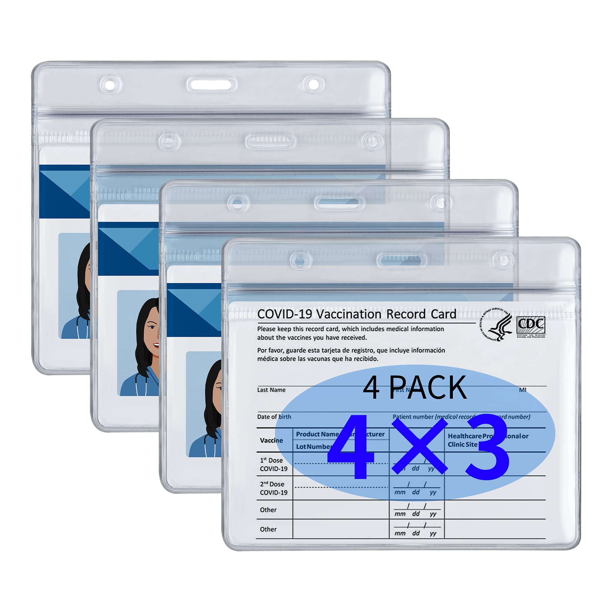 4 Packs CDC Covid-19 Vaccine Card 4x3 Vaccination Card Protector Case ...