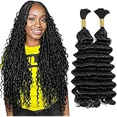 Amazon.com: Human Braiding Hair 100g Deep Wave Bulk Human Hair for ...