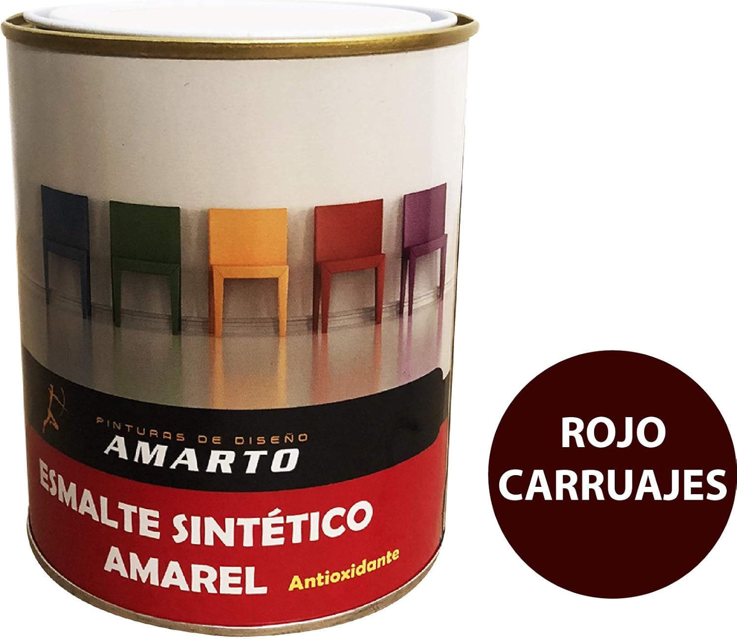 Esmalte Sintetico Amarel Brillante. Alta calidad (750 ML, Rojo ...