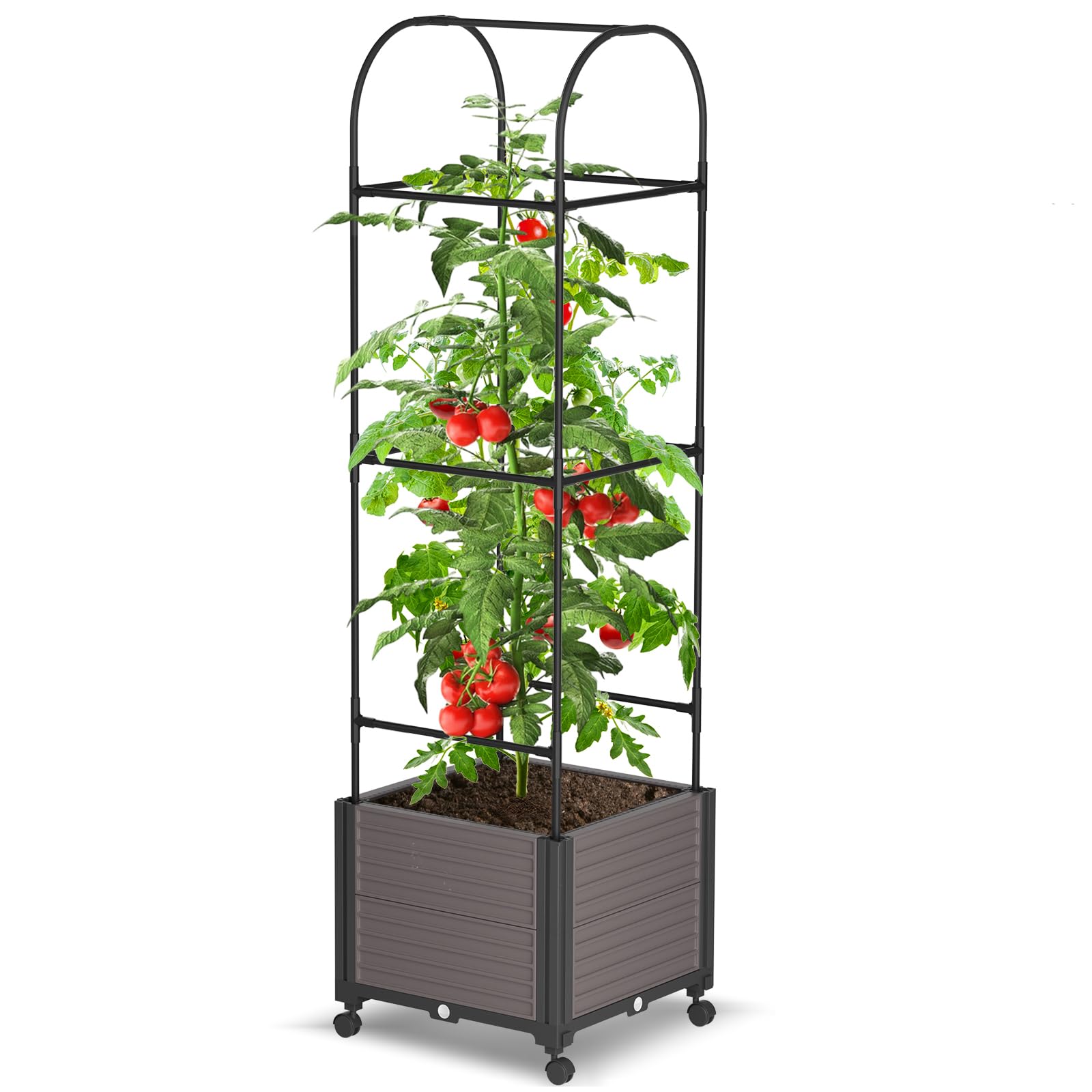 DoCred Raised Garden Bed Planter Box with Trellis for Climbing ...