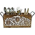 Amazon.com - 3 Compartment Farmhouse Wooden Flatware Caddy with Metal ...