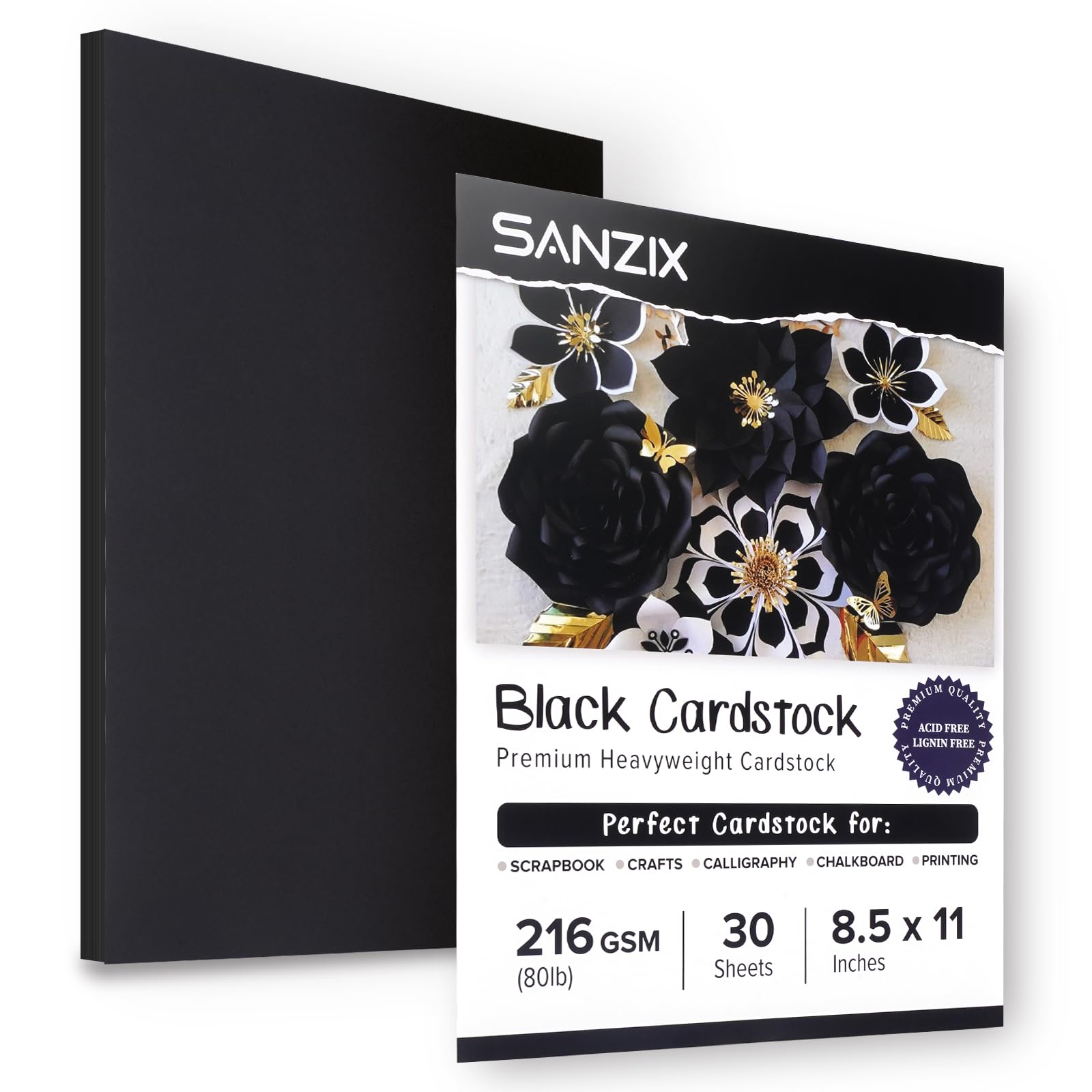 Mua SANZIX Black Cardstock Paper 8.5 x 11-80lb/216 GSM Heavyweight ...