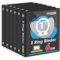 Binders 1/2 Inch 3 Ring Binder 1.5 Inch, 6 Pack 1.5-Inch Binder Fits ...