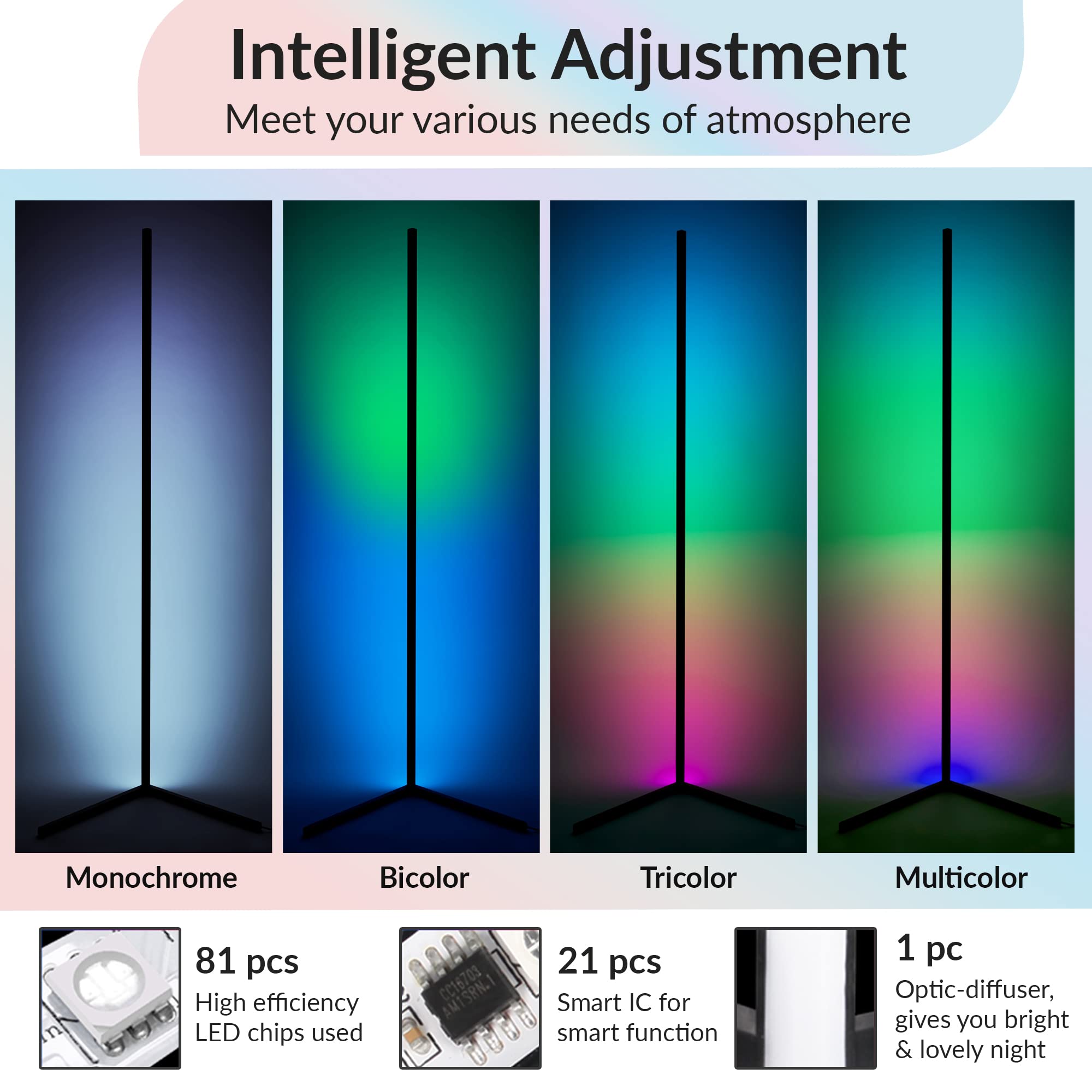 Mua Tall RGB Corner Light - Dimmable Corner Lighting RGB Lamp - Color ...