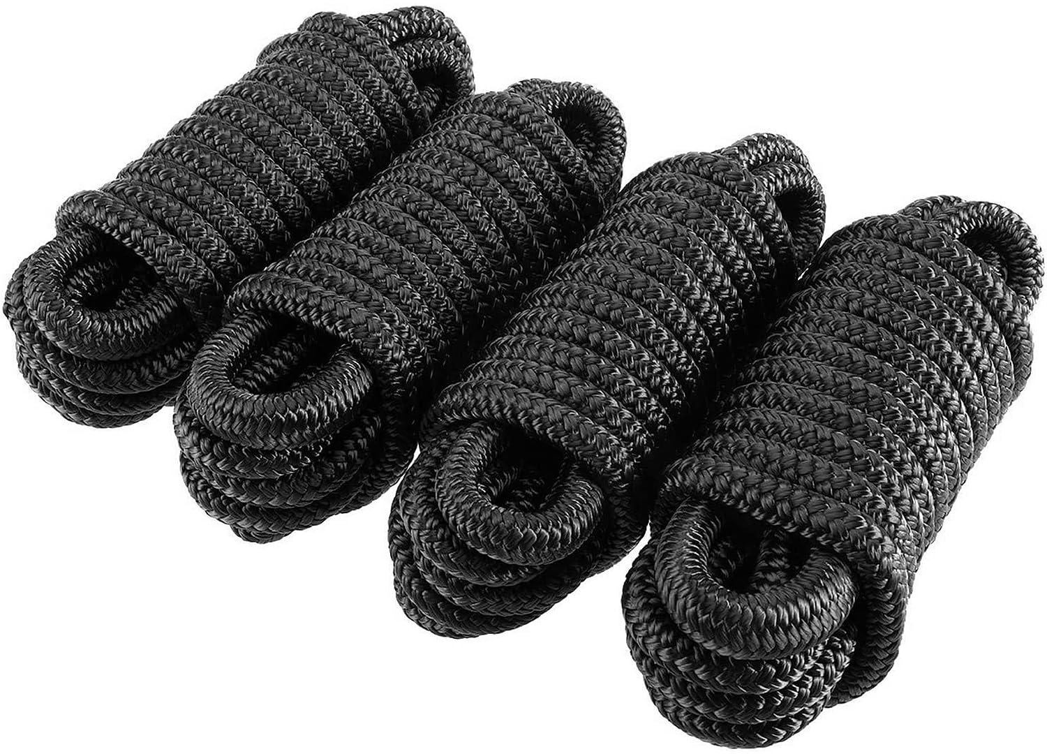 Dock Lines 4 Pack 1/2" x 25' Double Braided Nylon Boat Dock Lines Pre ...