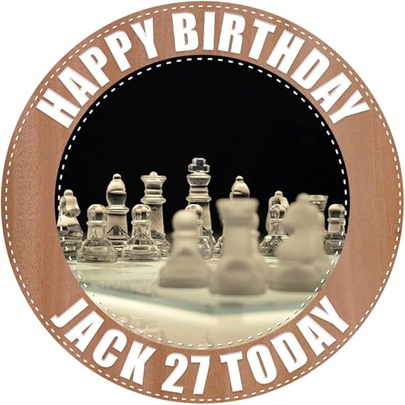 Chess Cake Topper 7.5 Inch Personalised Edible on Icing Sheet with HI ...